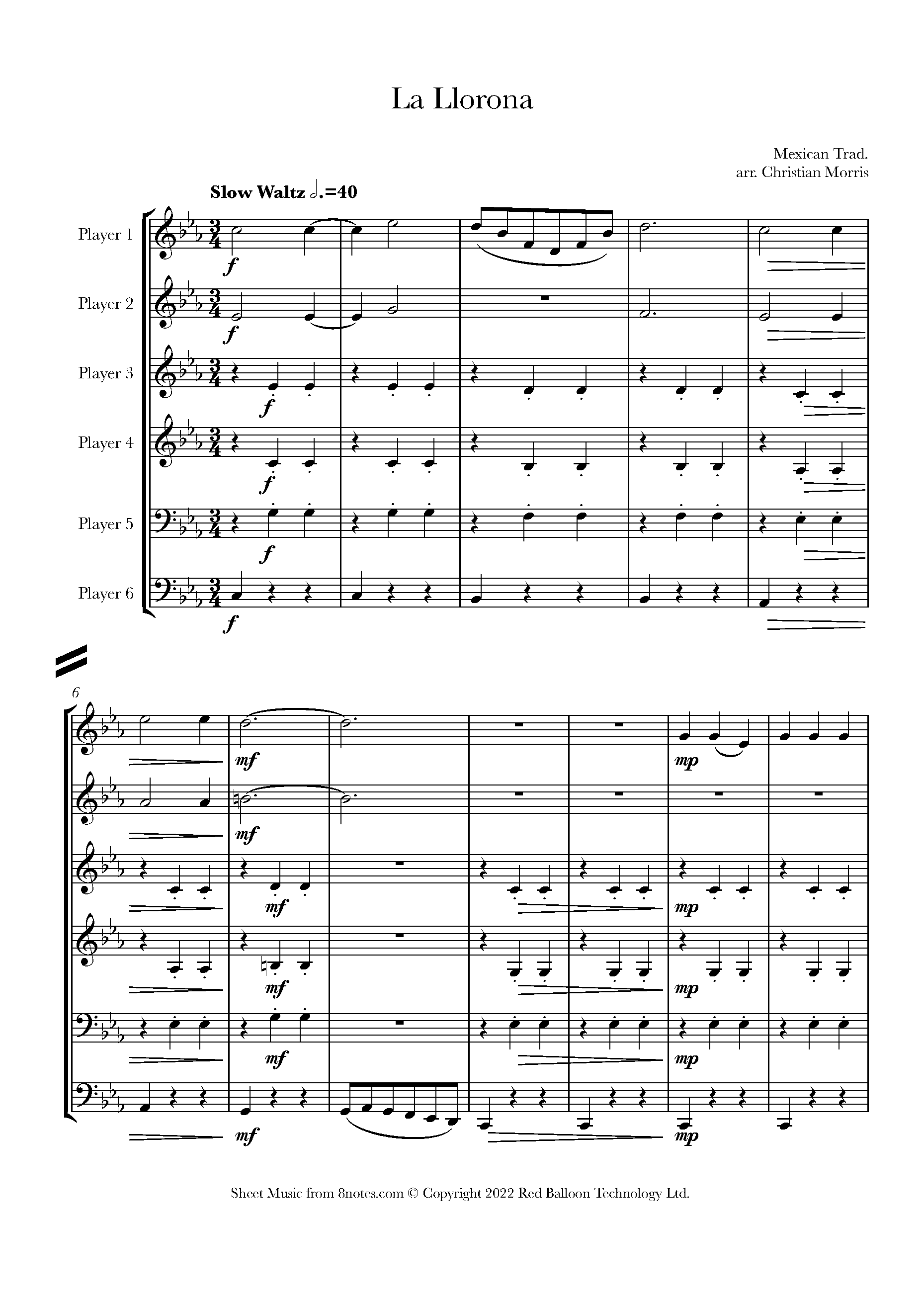 La Llorona (Mexican Traditional Song) Sheet music for Flexible Mixed ...