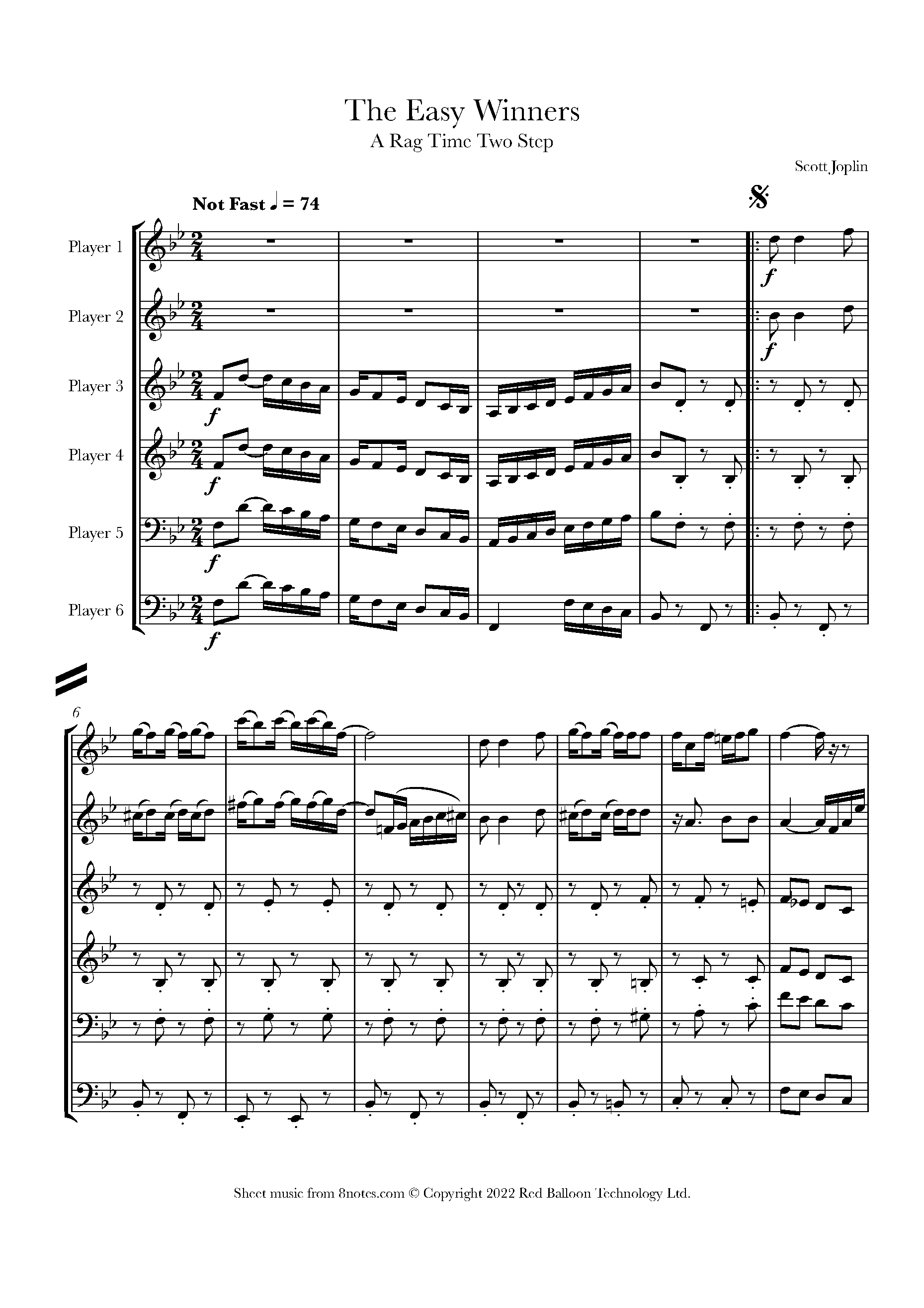 Scott Joplin - The Easy Winners (A Rag Time Two Step) Sheet music for ...