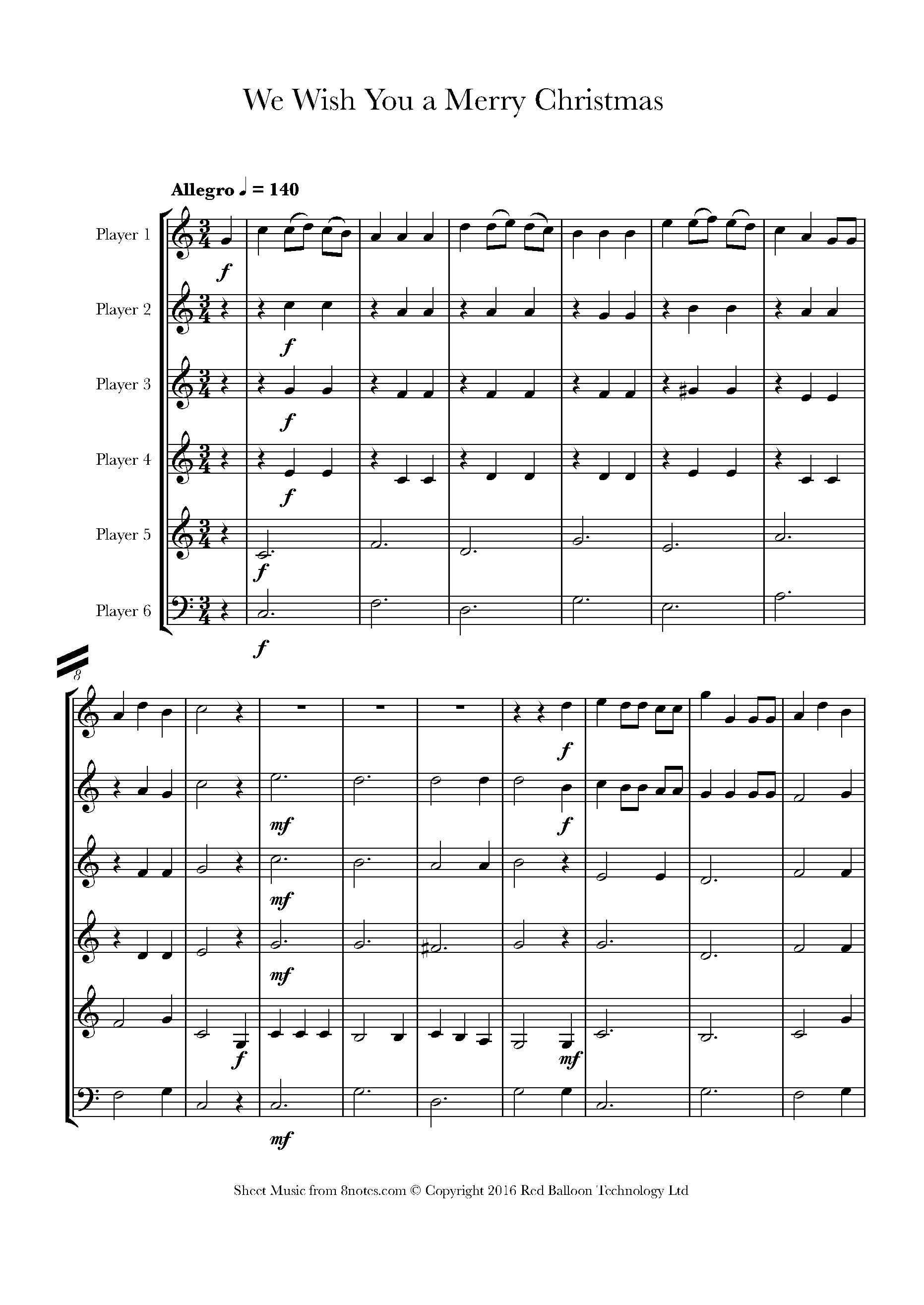 We Wish you a Merry Christmas Sheet music for Flexible Mixed Ensemble ...