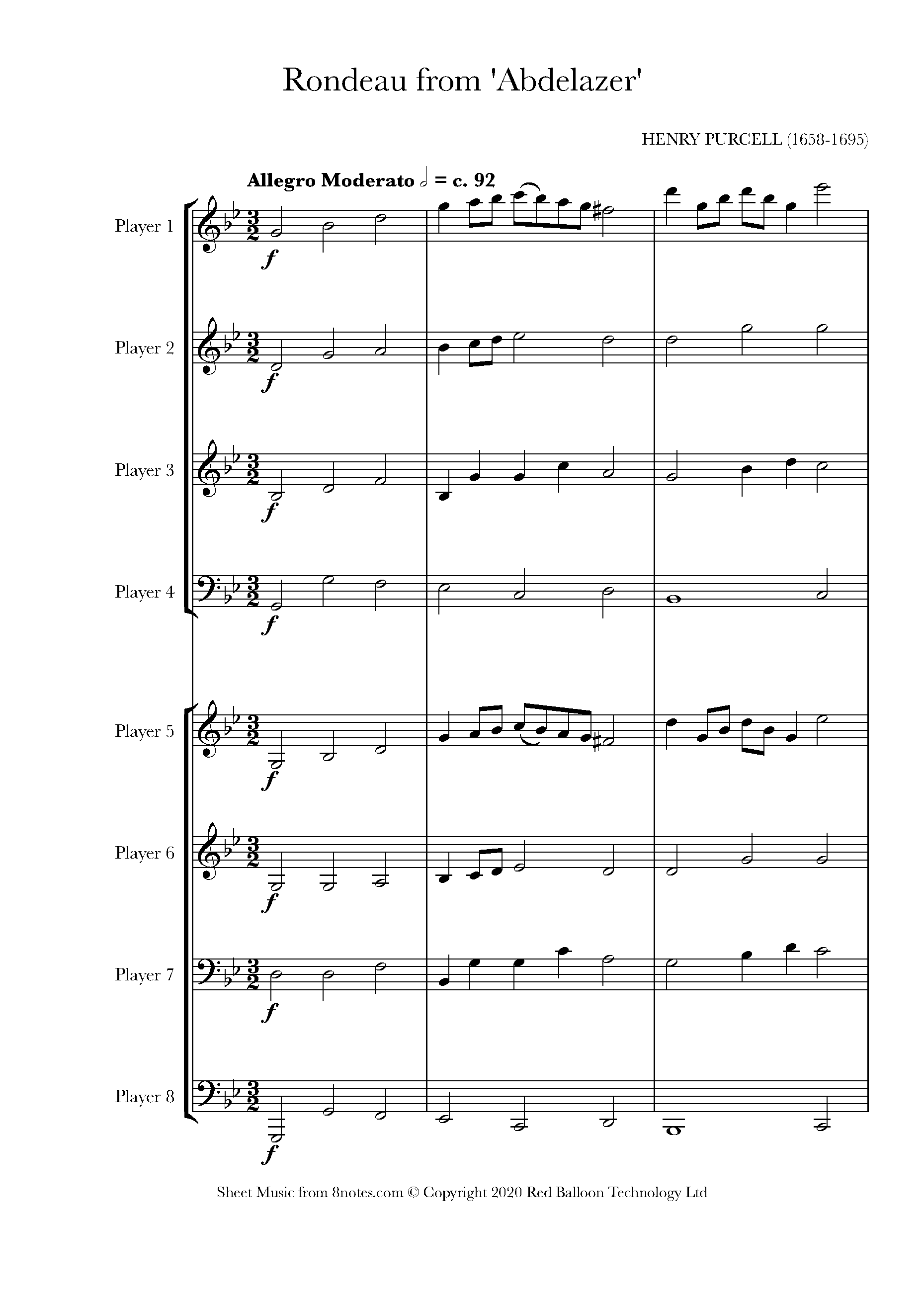 Purcell - Rondeau from 'Abdelazer' Sheet music for Flexible Mixed ...