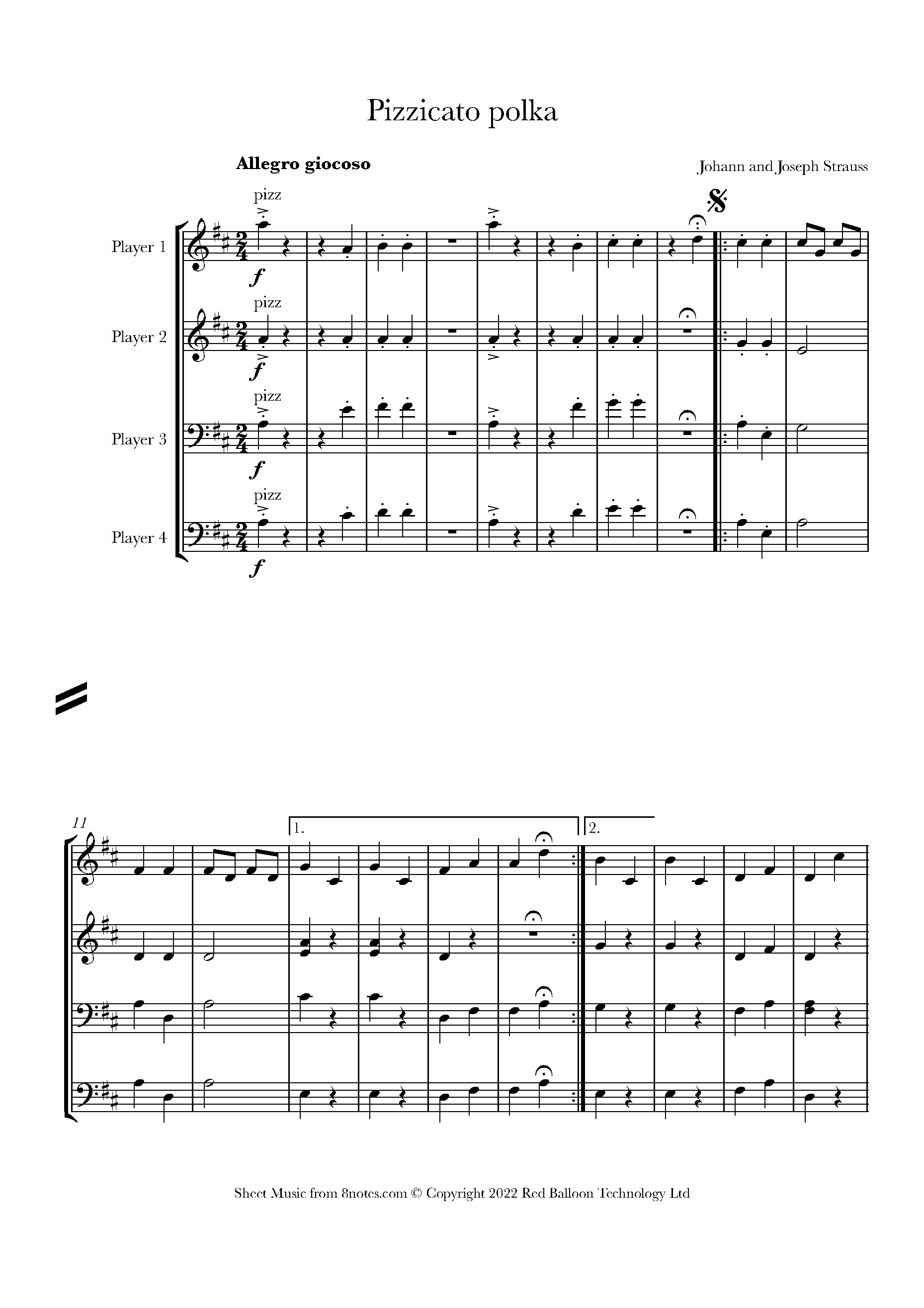Strauss II - Pizzicato Polka Sheet music for Flexible String Ensemble ...