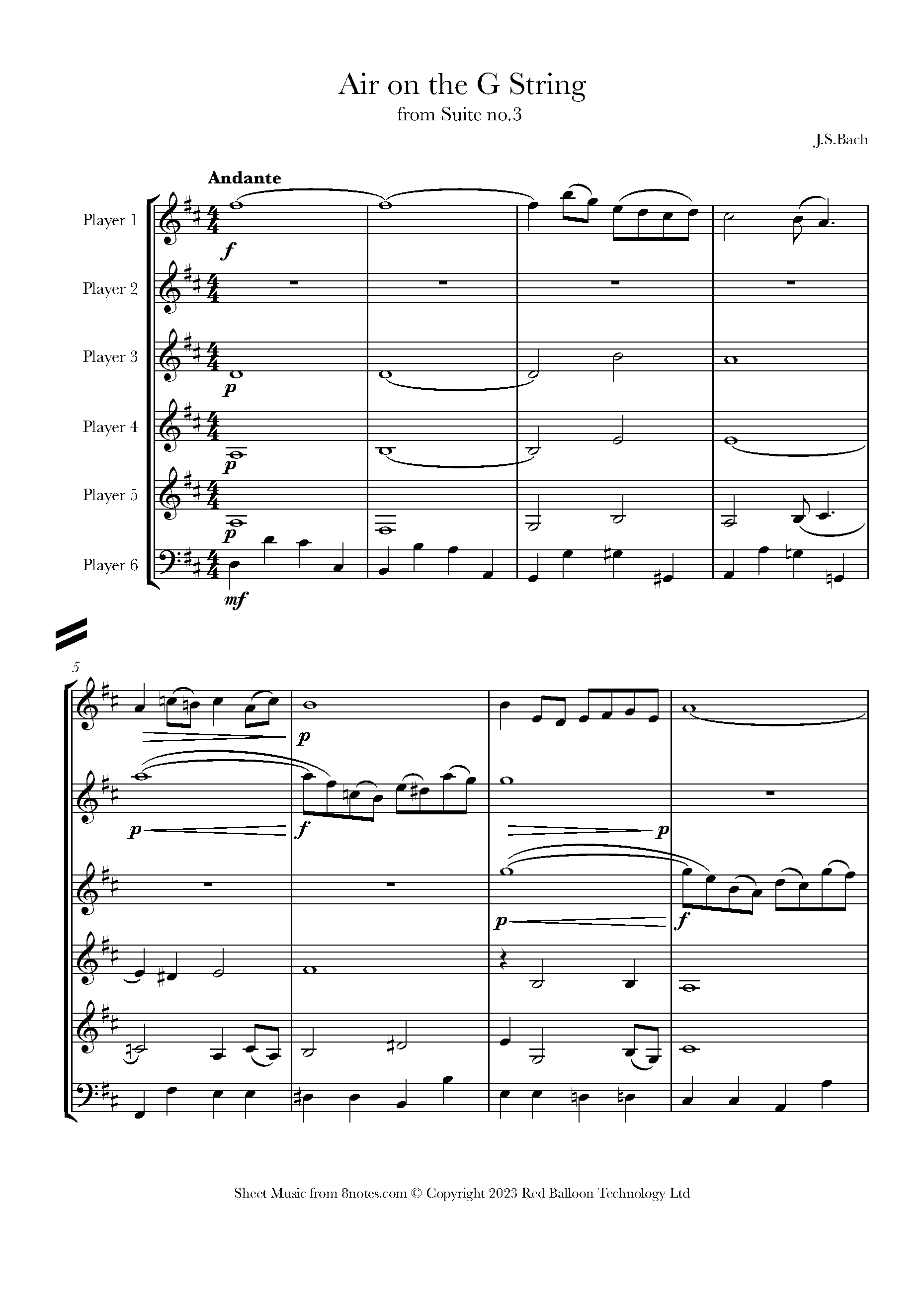 Bach - Air on a G String Sheet music for Flexible String Ensemble - 6 ...