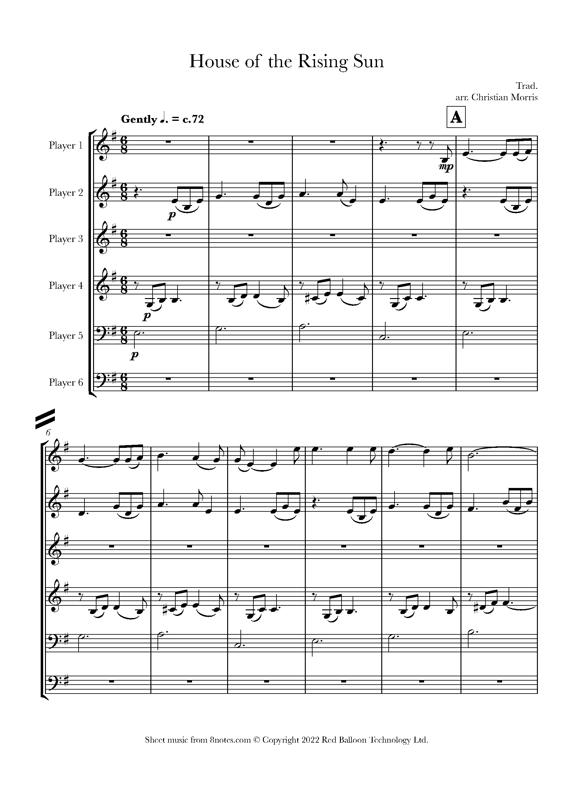 House of the Rising Sun Sheet music for Flexible String Ensemble - 6 ...
