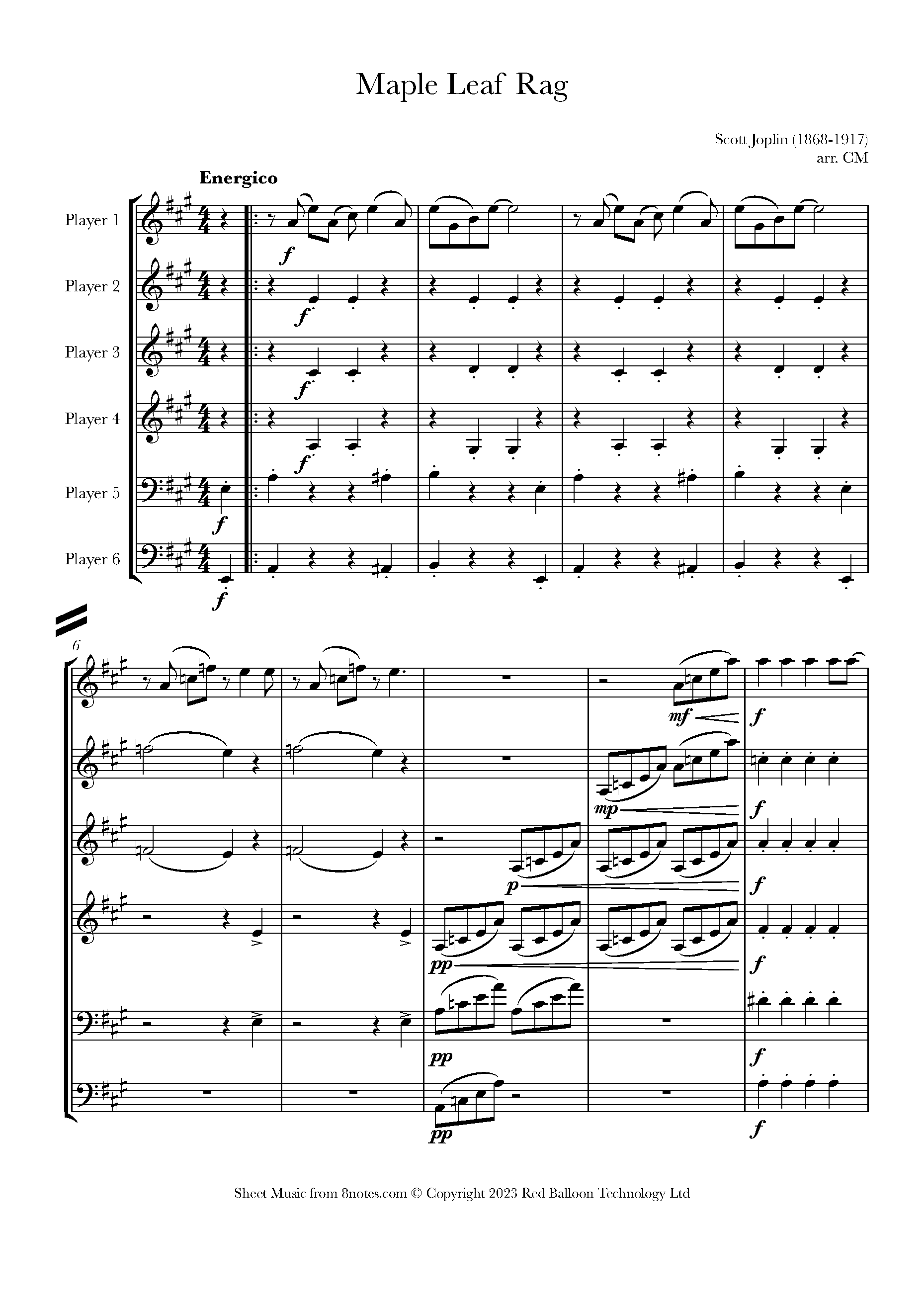 Joplin, Scott - Maple Leaf Rag Sheet music for Flexible String Ensemble ...