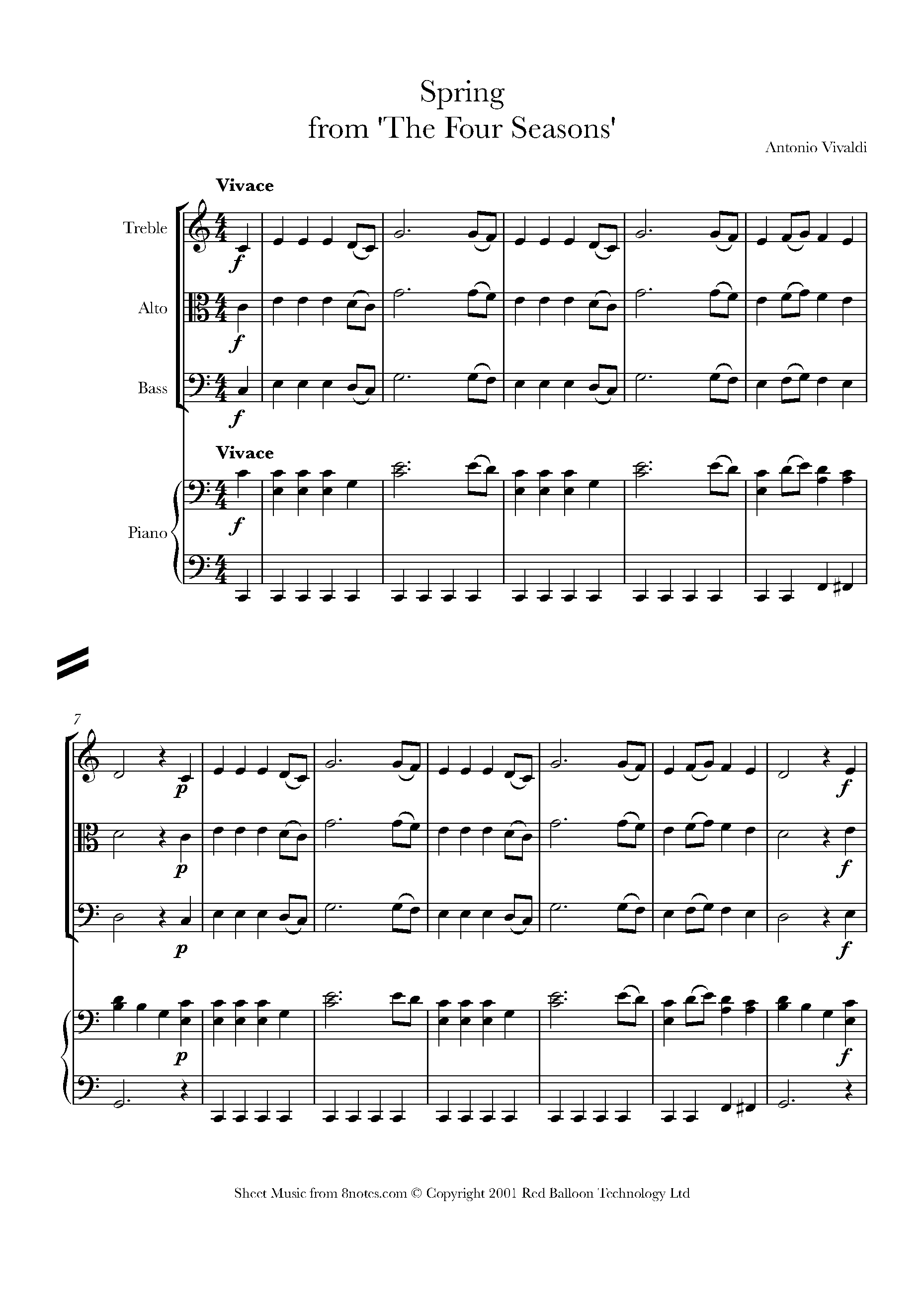Vivaldi - Spring from The Four Seasons Sheet music for Flexible Unison ...
