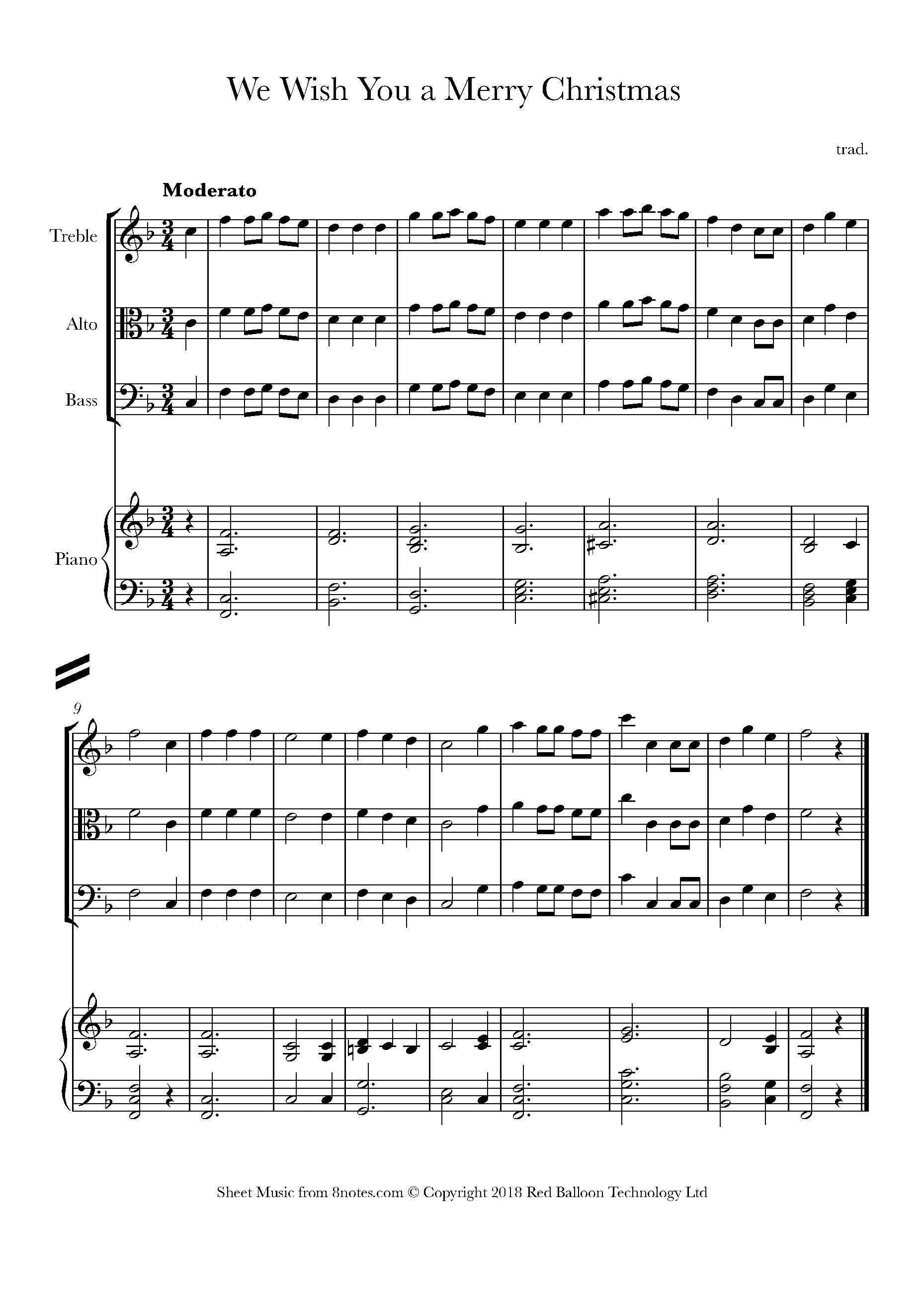 We wish you a merry christmas Sheet music for Flexible Unison - 8notes.com