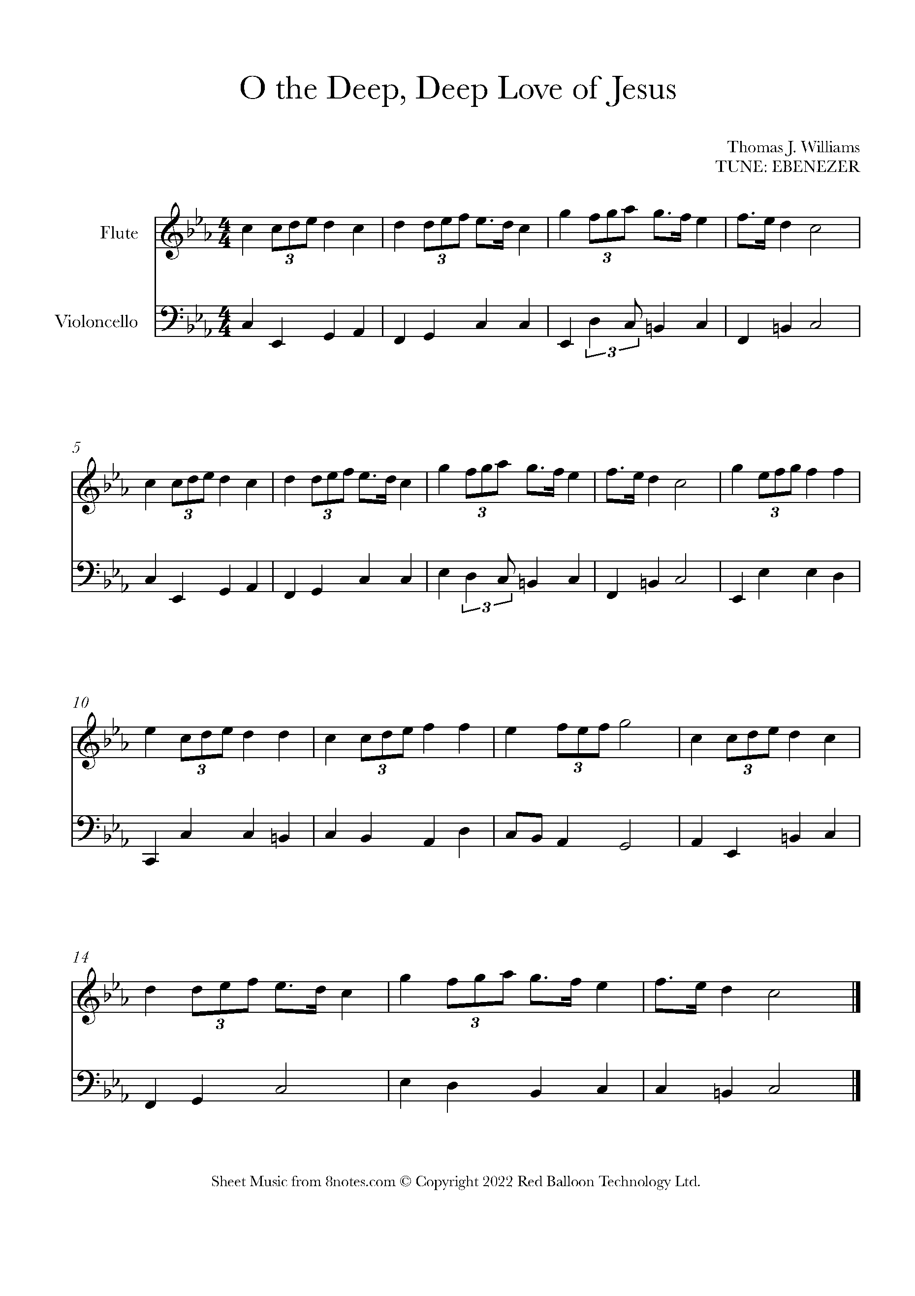 Williams - O the Deep, Deep Love of Jesus Sheet music for Flute-Cello ...