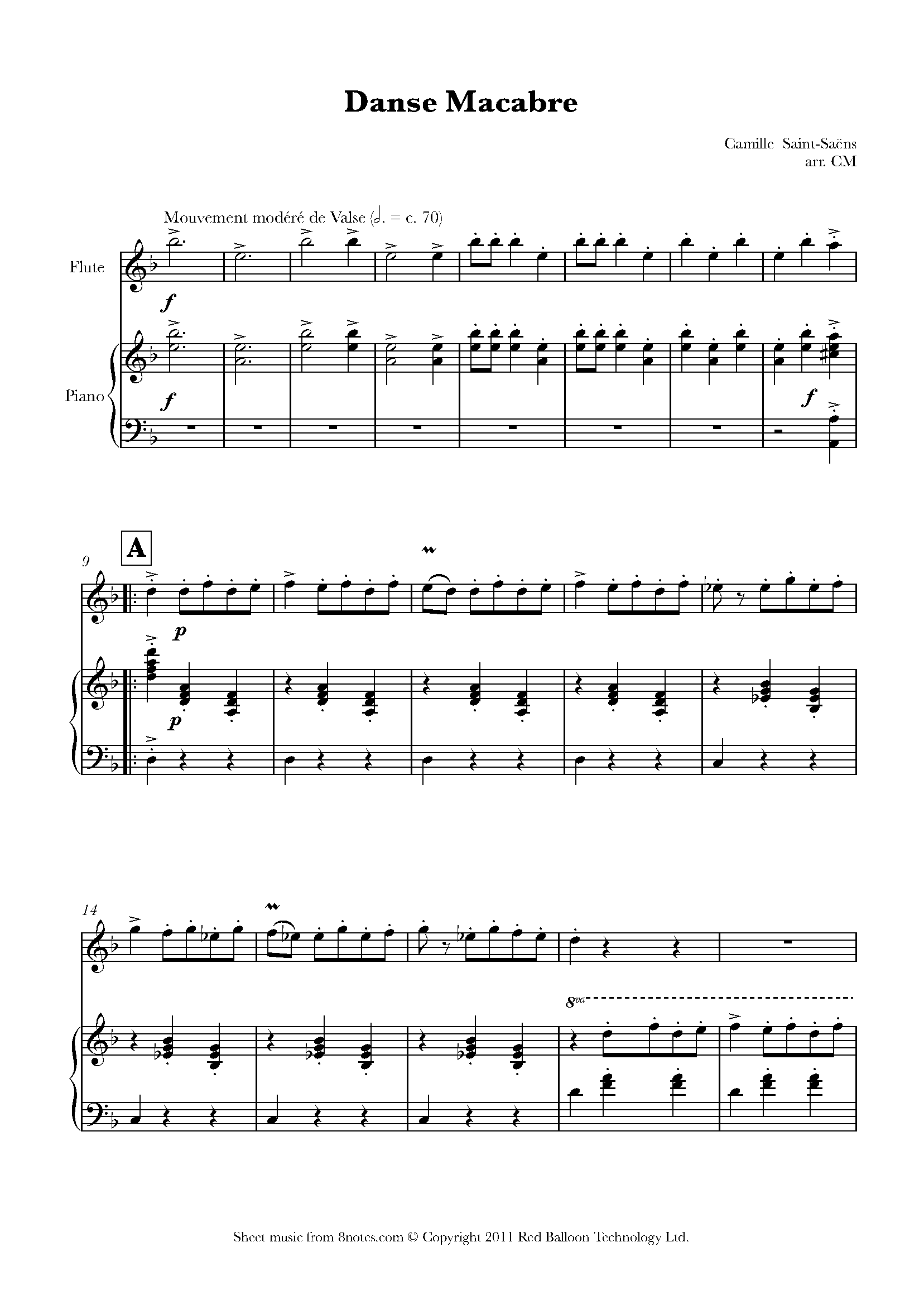 Saint-Saëns - Danse Macabre Sheet music for Flute - 8notes.com
