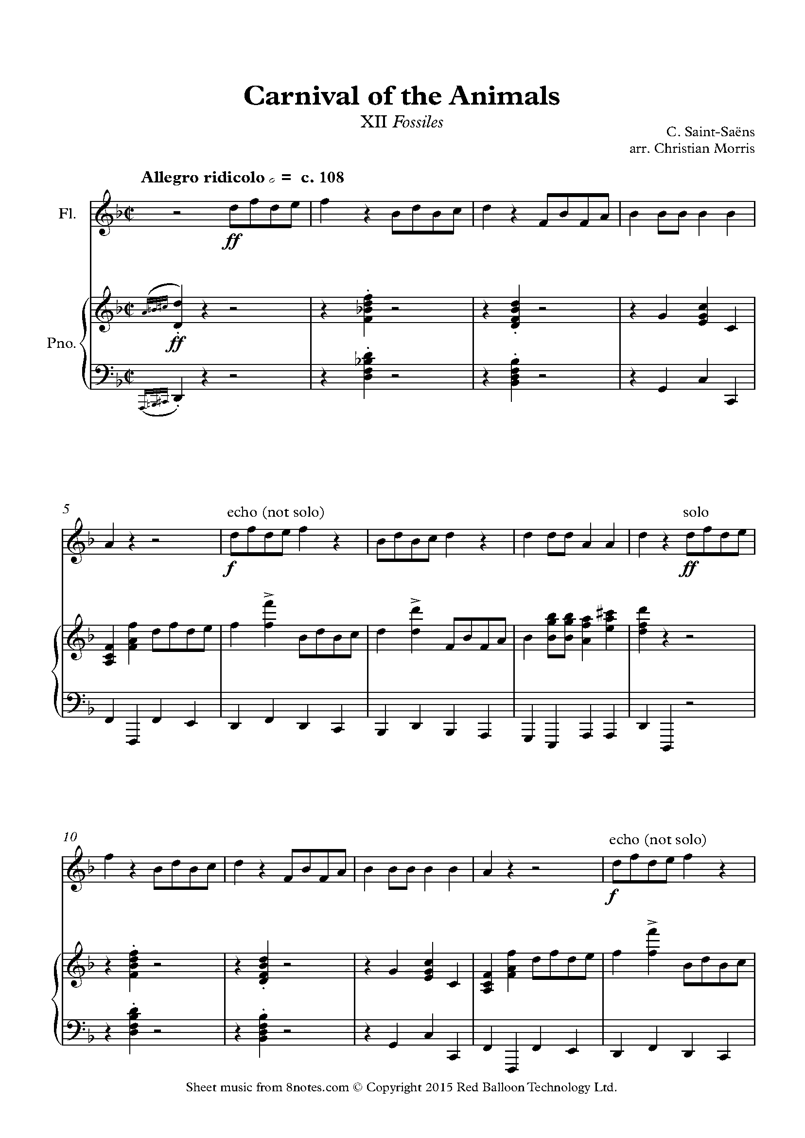 Saint-Saëns - - XII Fossiles from Carnival of the Animals Sheet music ...