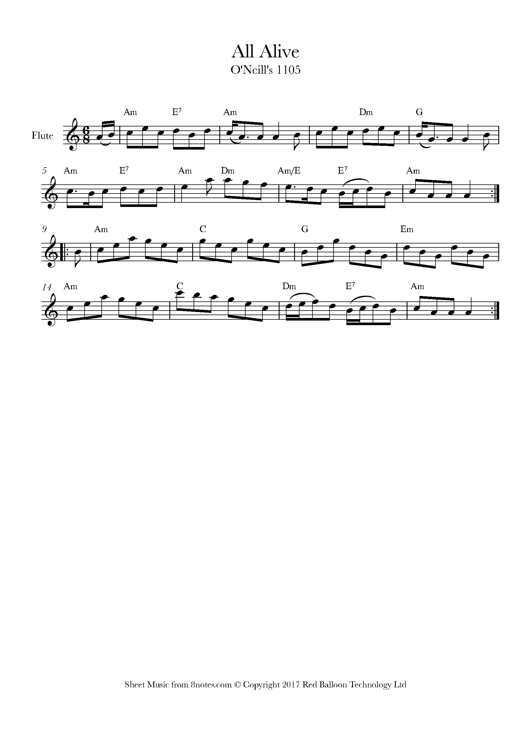 All Alive (Irish Trad) Sheet music for Flute - 8notes.com