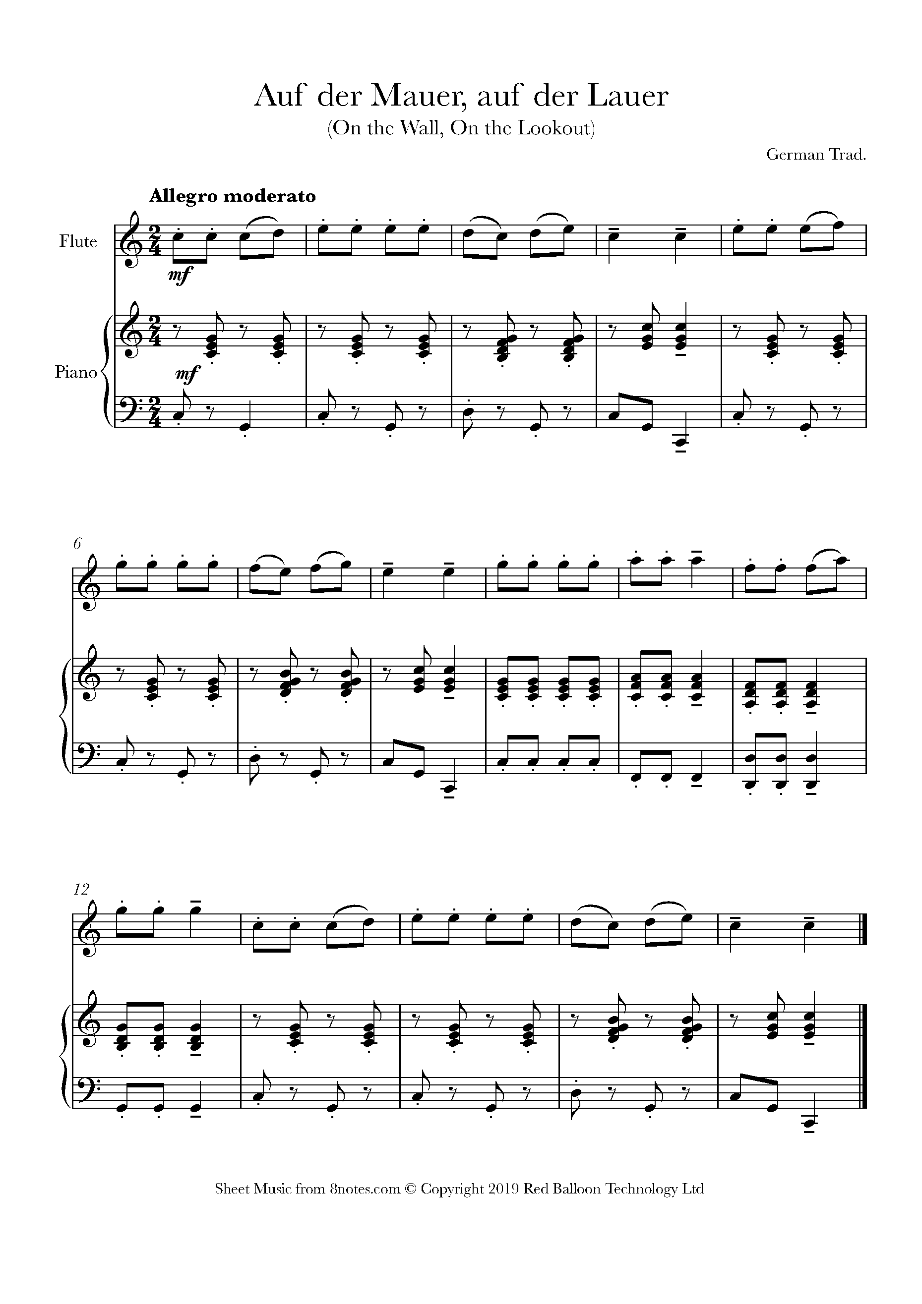 Auf der Mauer, auf der Lauer (On the Wall, On the Lookout) (German Trad ...