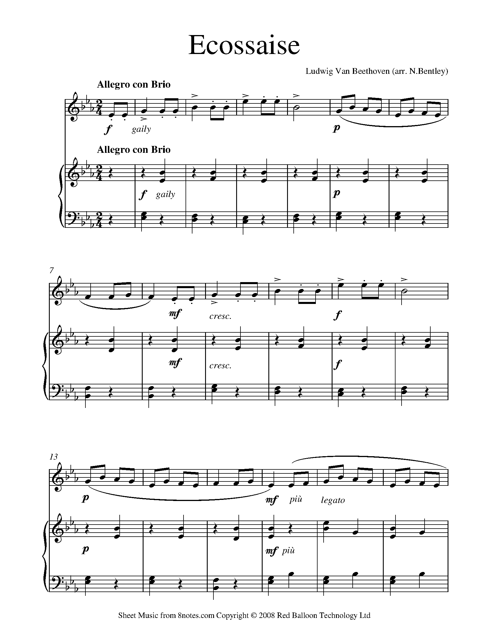 Beethoven - Ecossaise Sheet music for Flute - 8notes.com