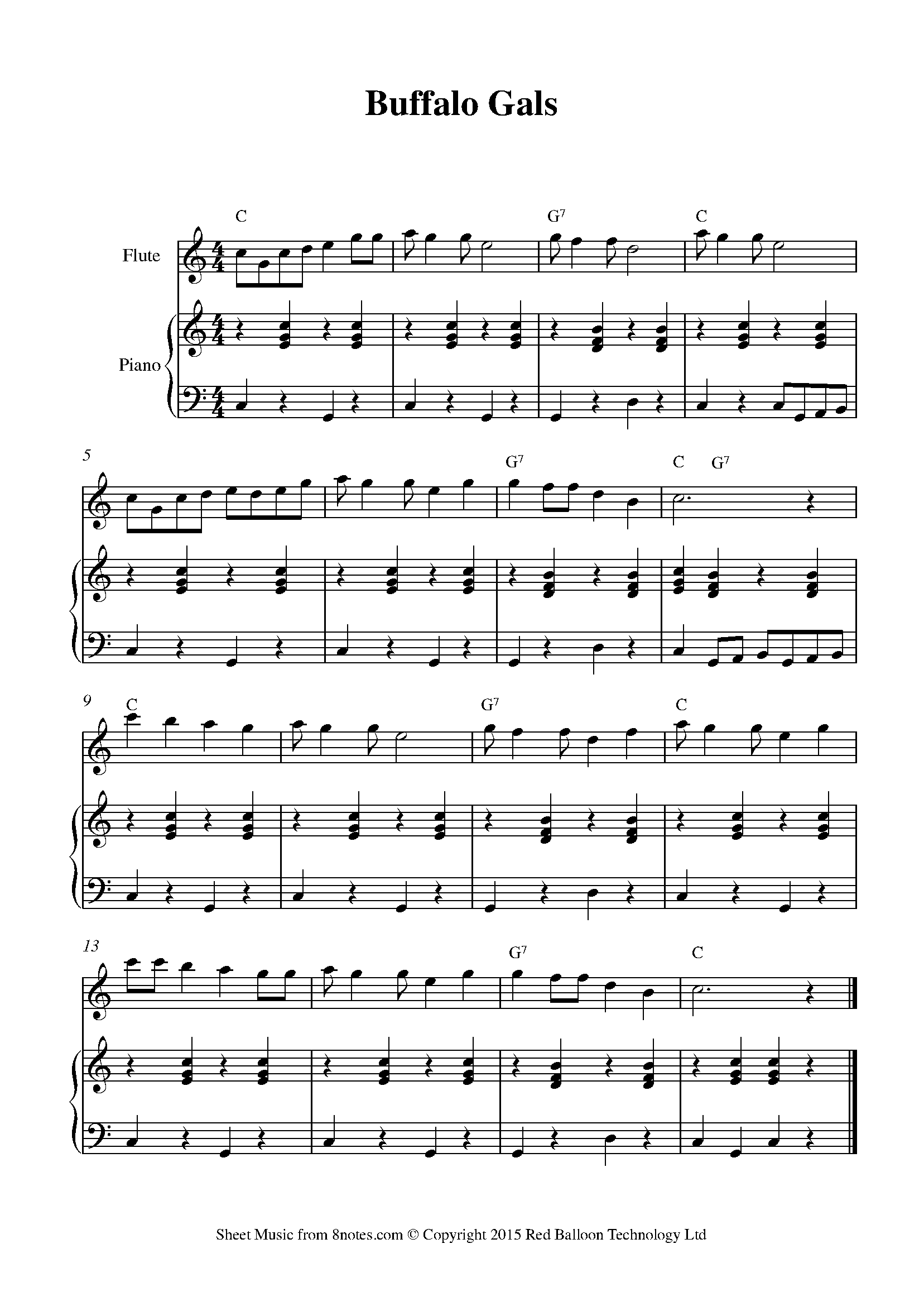 Buffalo Gals Sheet music for Flute - 8notes.com
