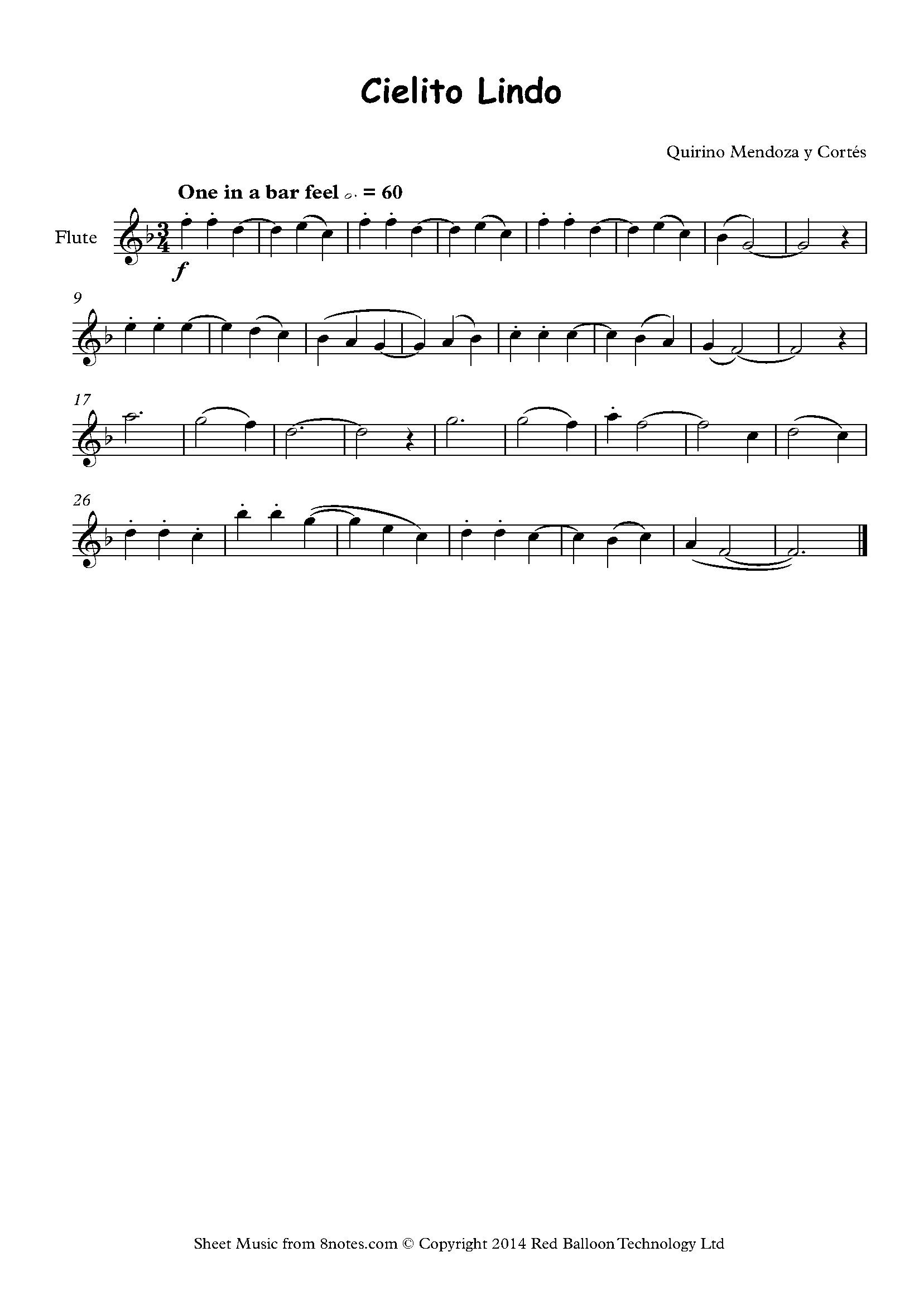 Cielito Lindo Sheet music for Flute - 8notes.com