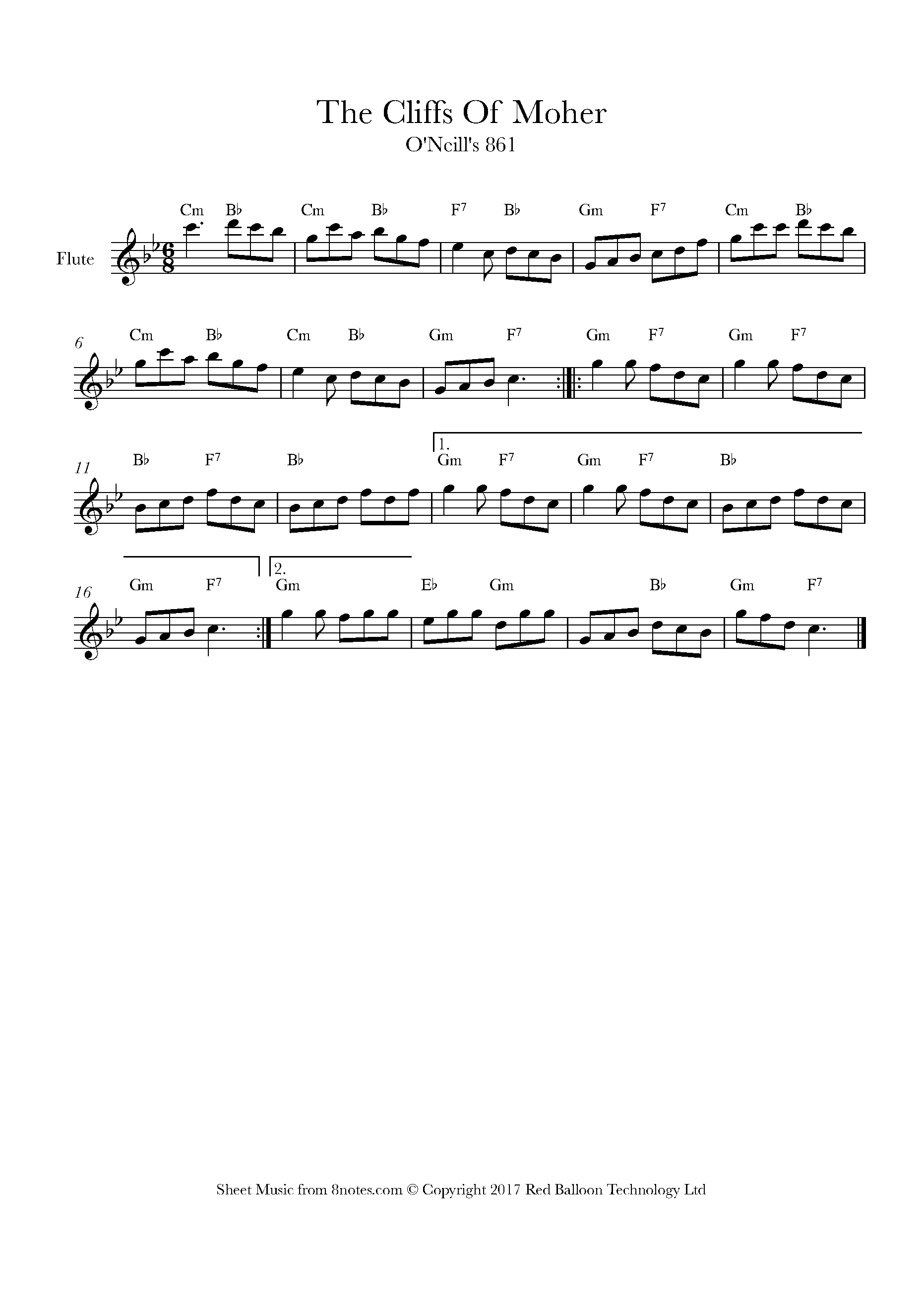 The Cliffs of Moher (Irish Jig) Sheet music for Flute - 8notes.com