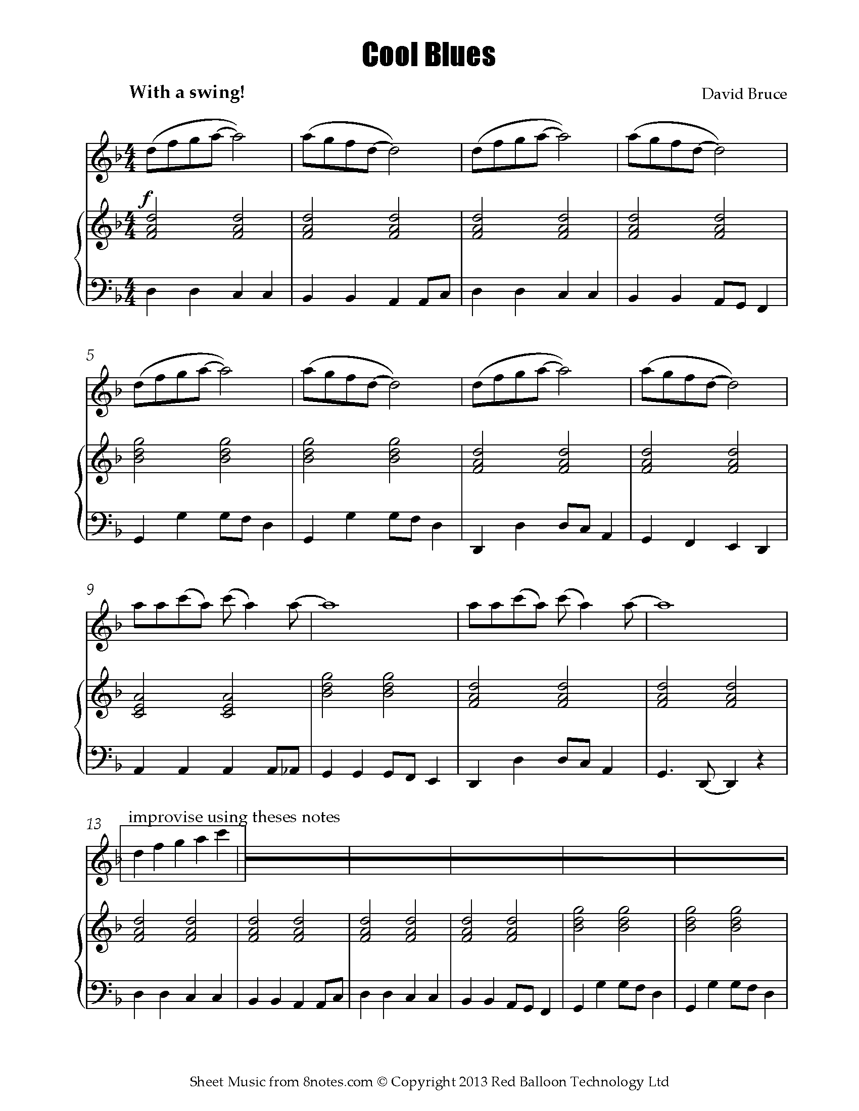 David Bruce - Cool Blues Sheet music for Flute - 8notes.com