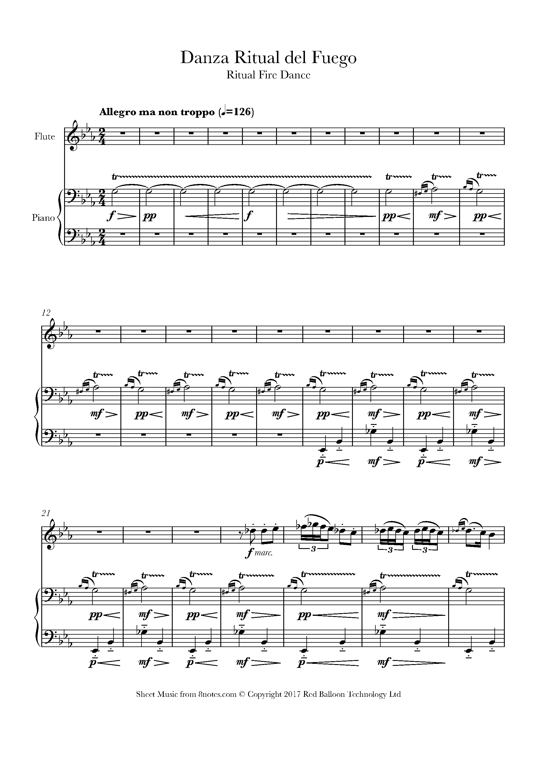 de Falla - Danza Ritual del Fuego (Ritual Fire Dance) Sheet music for ...