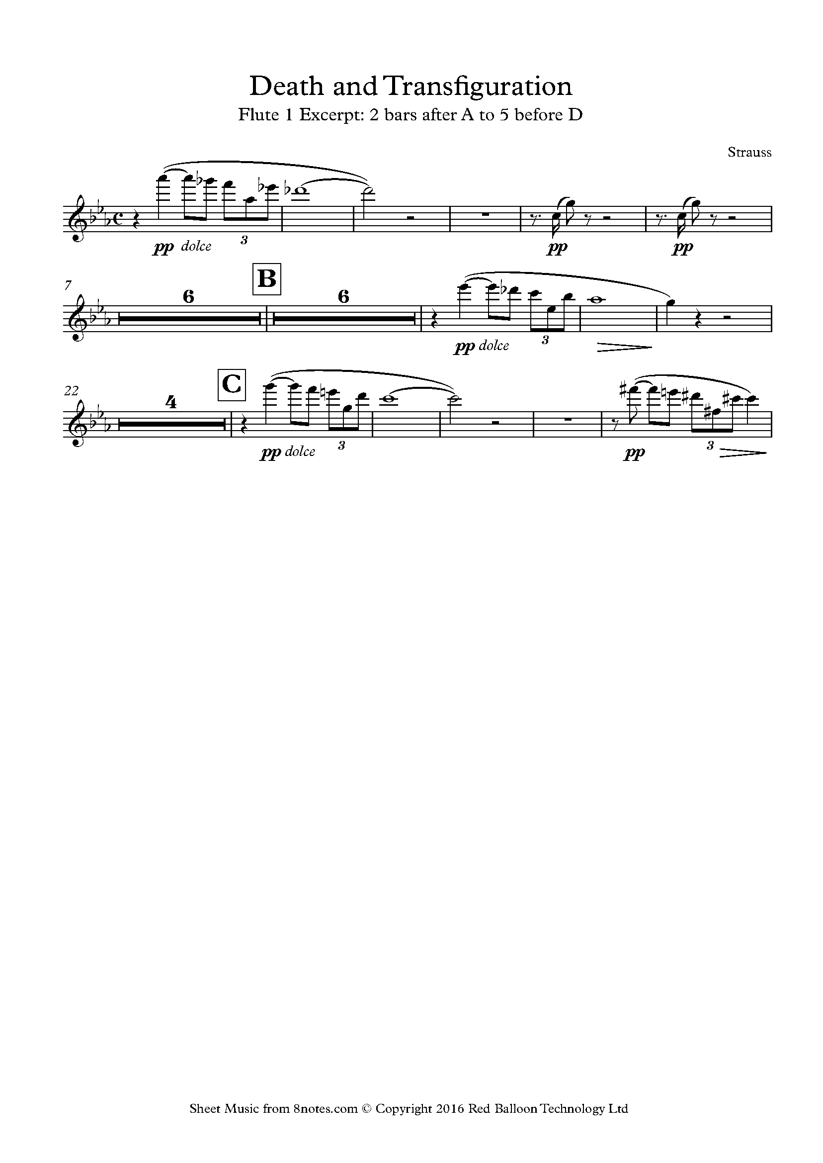 Strauss - Death and Transfiguration Flute 1 Excerpt: 2 bars after A to ...