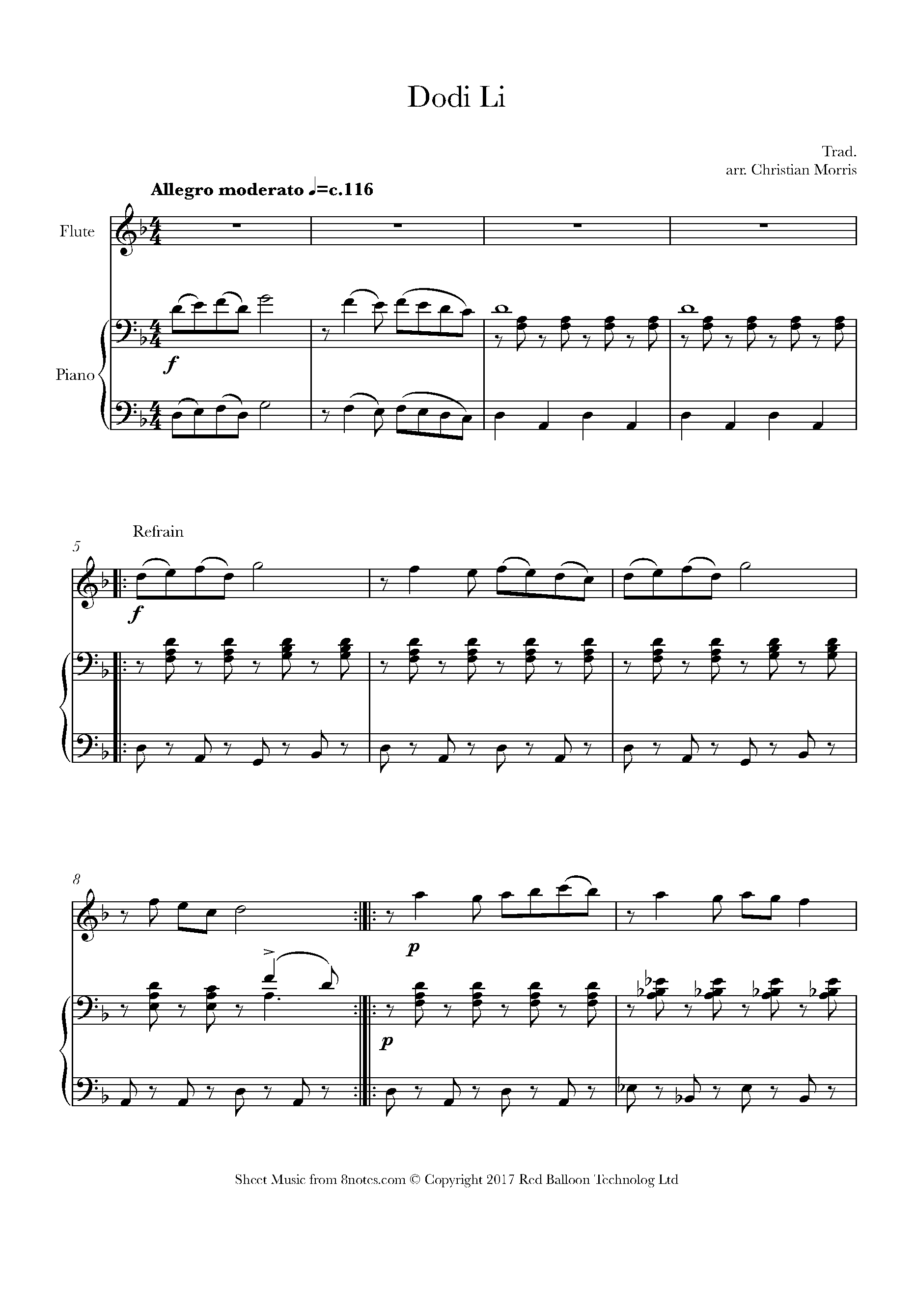 Dodi Li Sheet music for Flute - 8notes.com