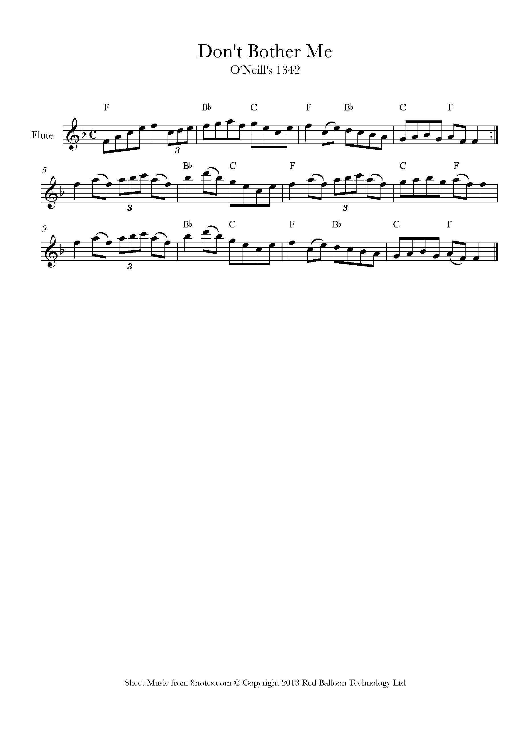 Don't Bother Me (Irish Folk Song) Sheet music for Flute - 8notes.com