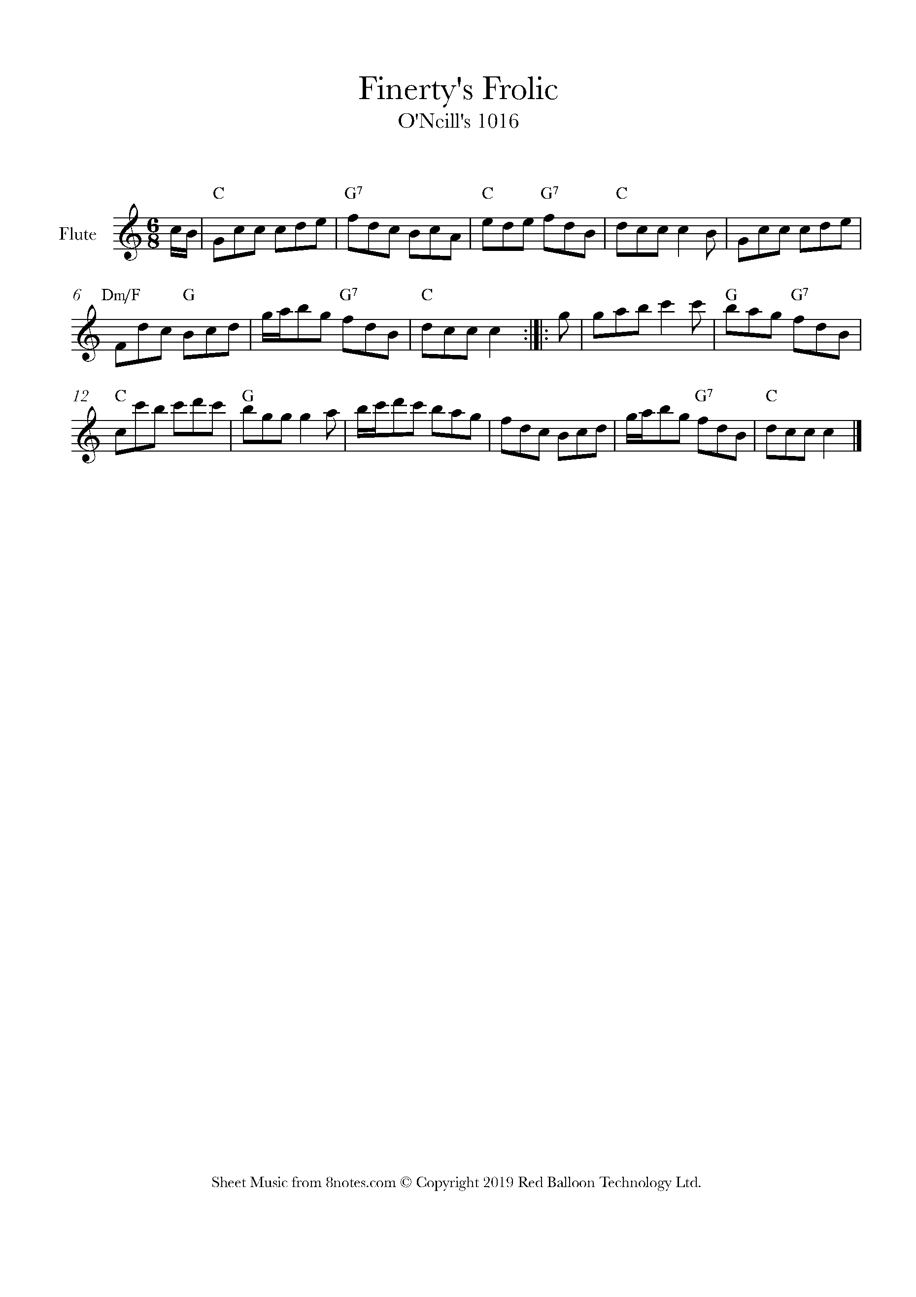 Finerty's Frolic (Irish Folk Song) Sheet music for Flute - 8notes.com