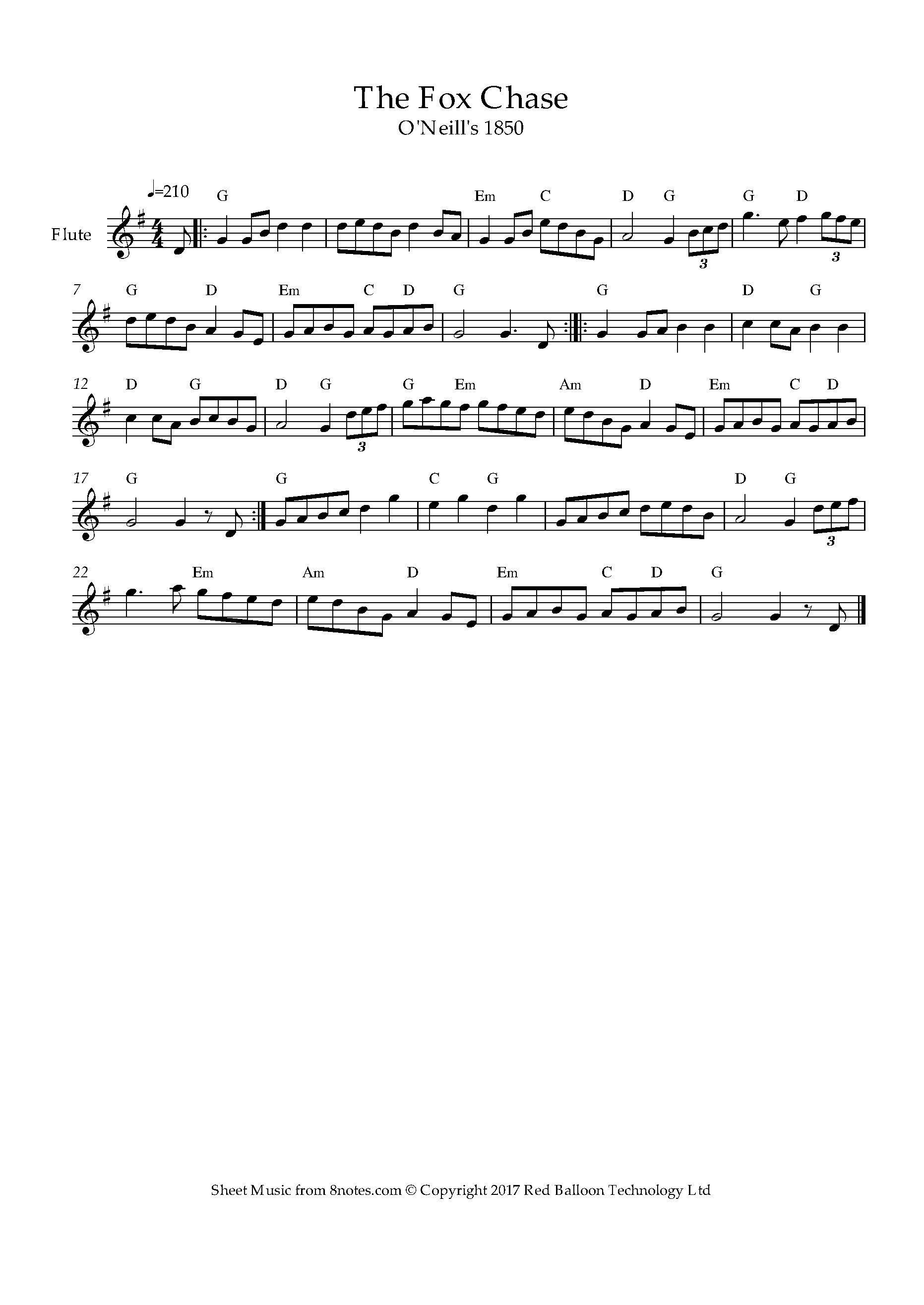 The Fox Chase (Irish Trad. O Neills 1850) Sheet music for Flute ...