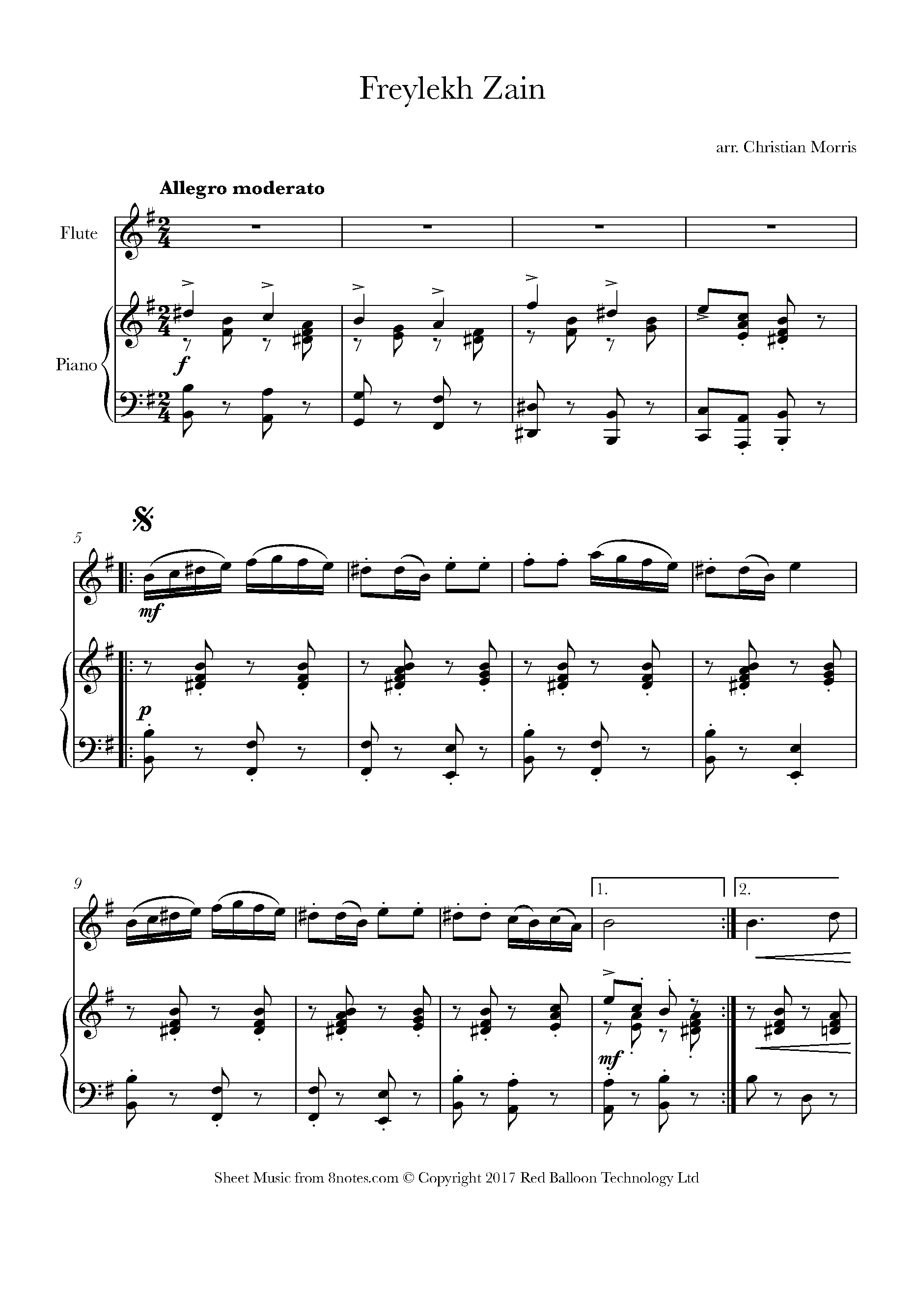 Freylekh Zain (Klezmer) Sheet music for Flute - 8notes.com