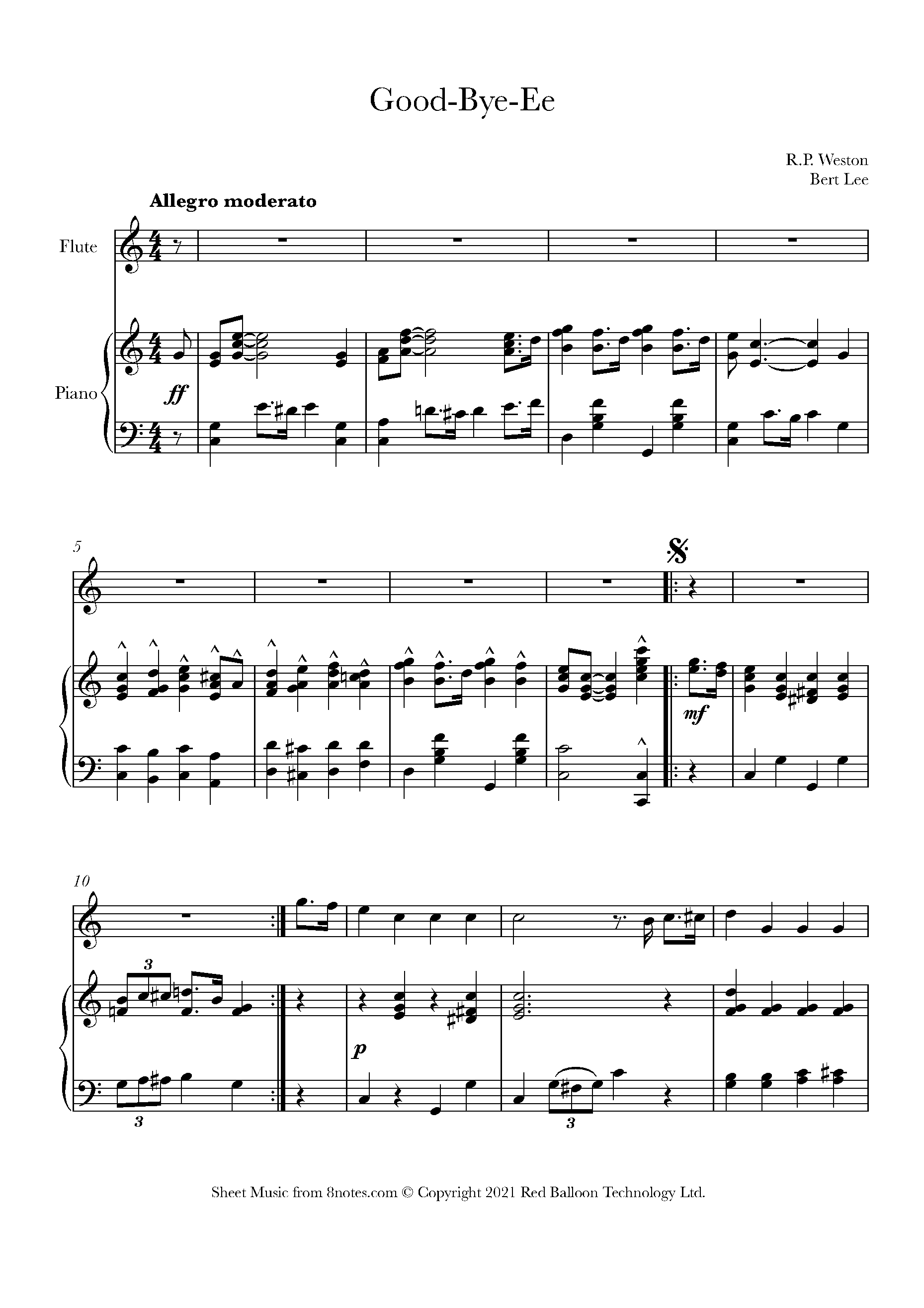 Lee - Good-Bye-Ee Sheet music for Flute - 8notes.com