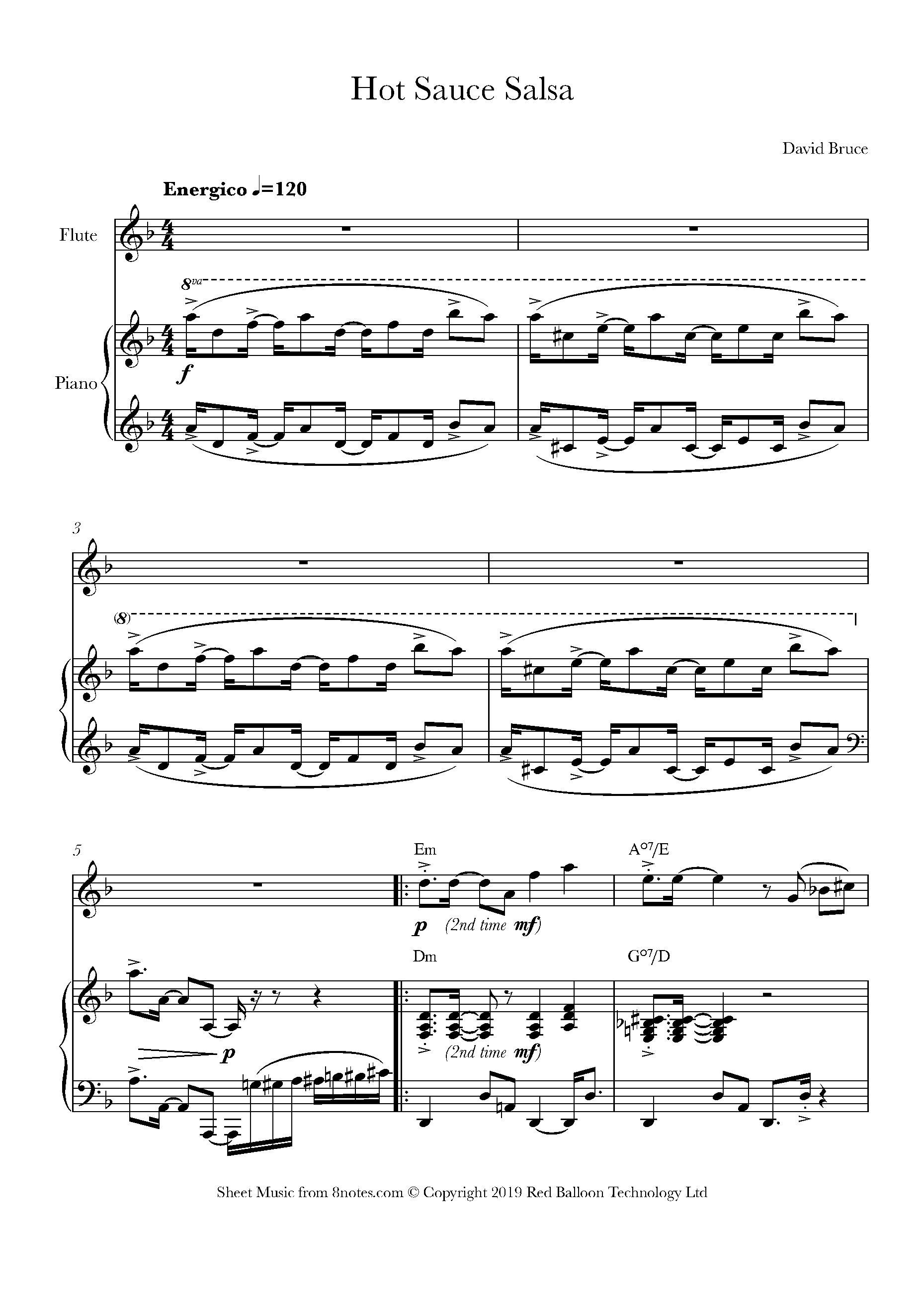 David Bruce - Hot Sauce Salsa Sheet music for Flute - 8notes.com