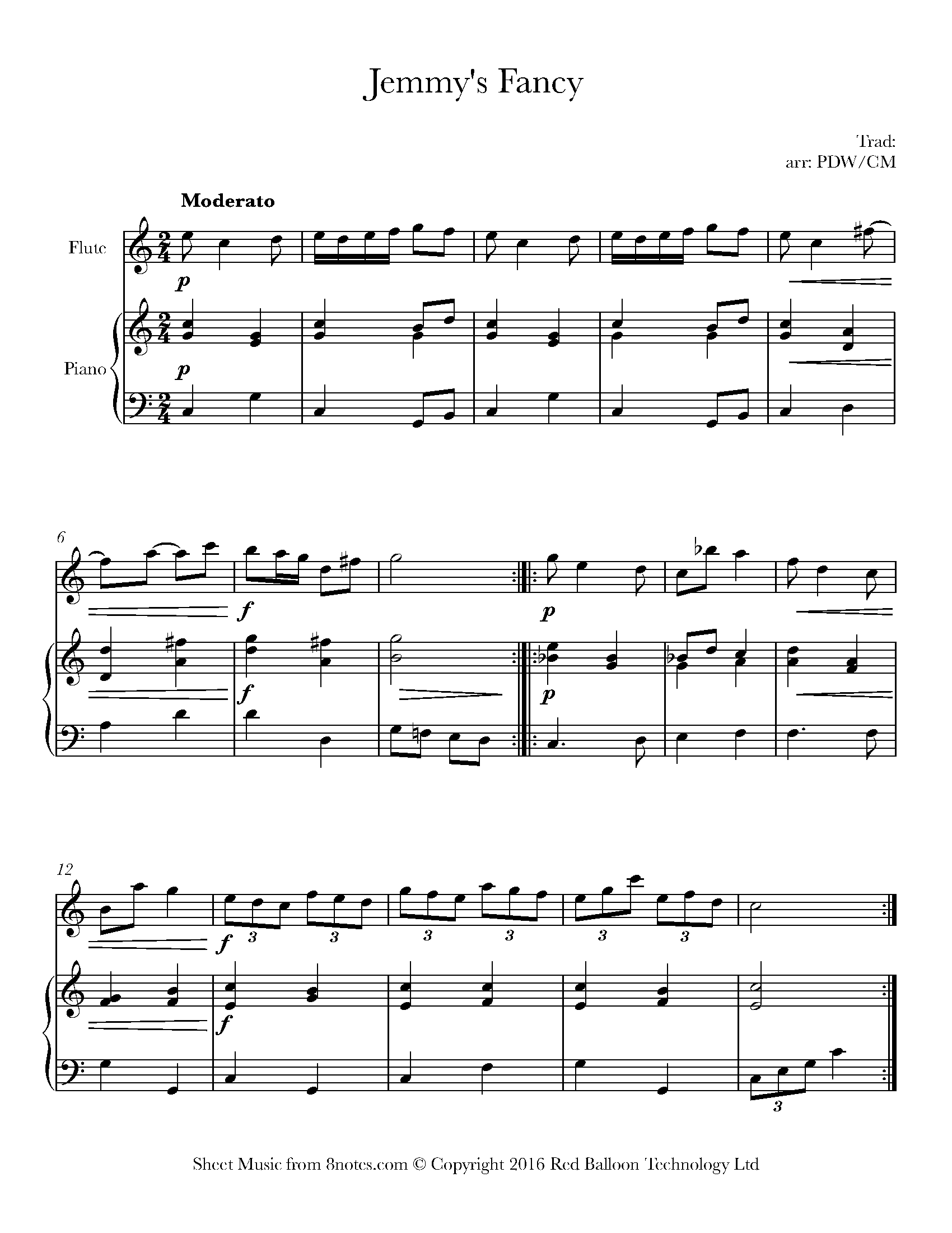 Jemmy's Fancy Sheet music for Flute - 8notes.com