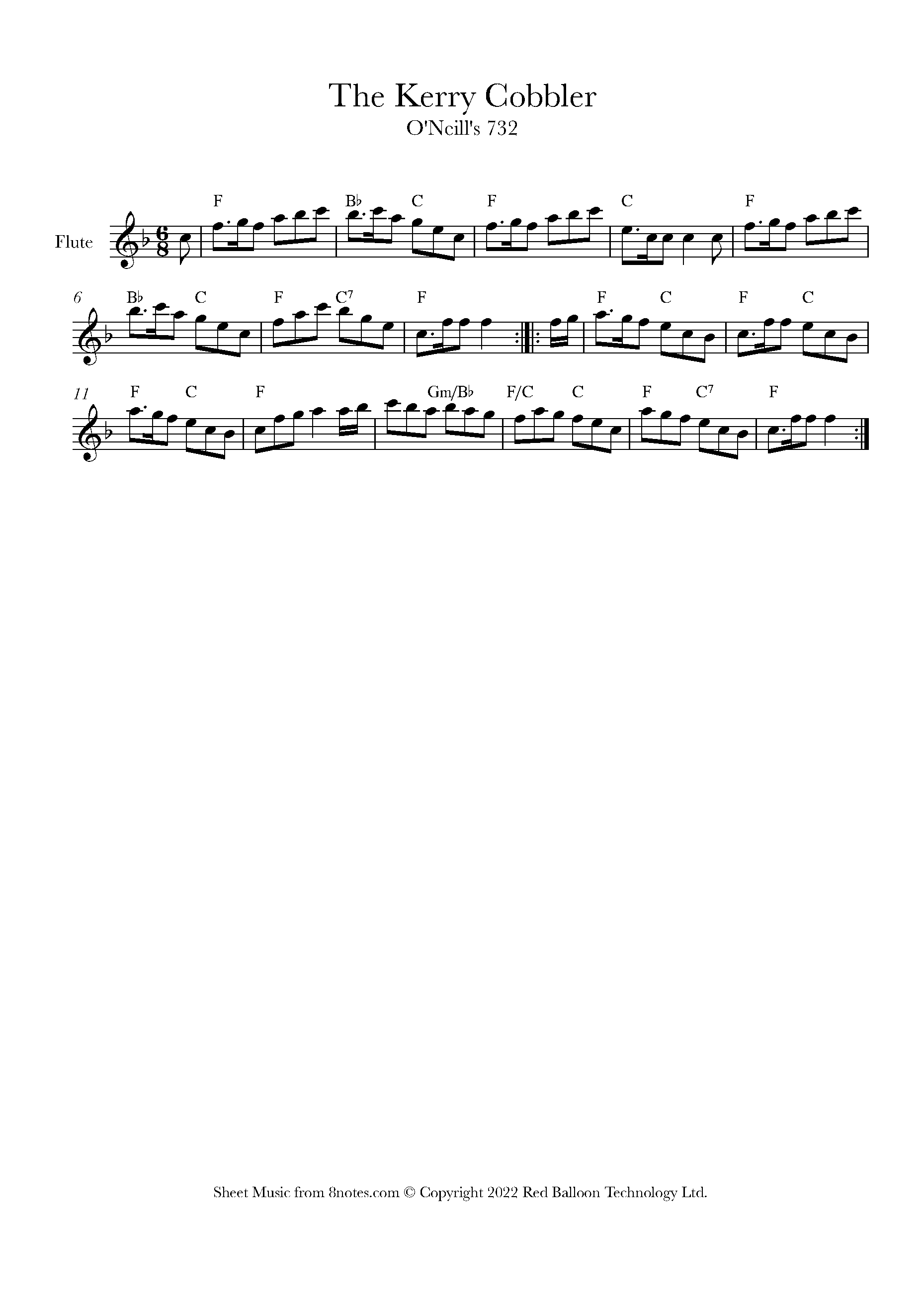 The Kerry Cobbler (Irish Trad.) Sheet music for Flute - 8notes.com
