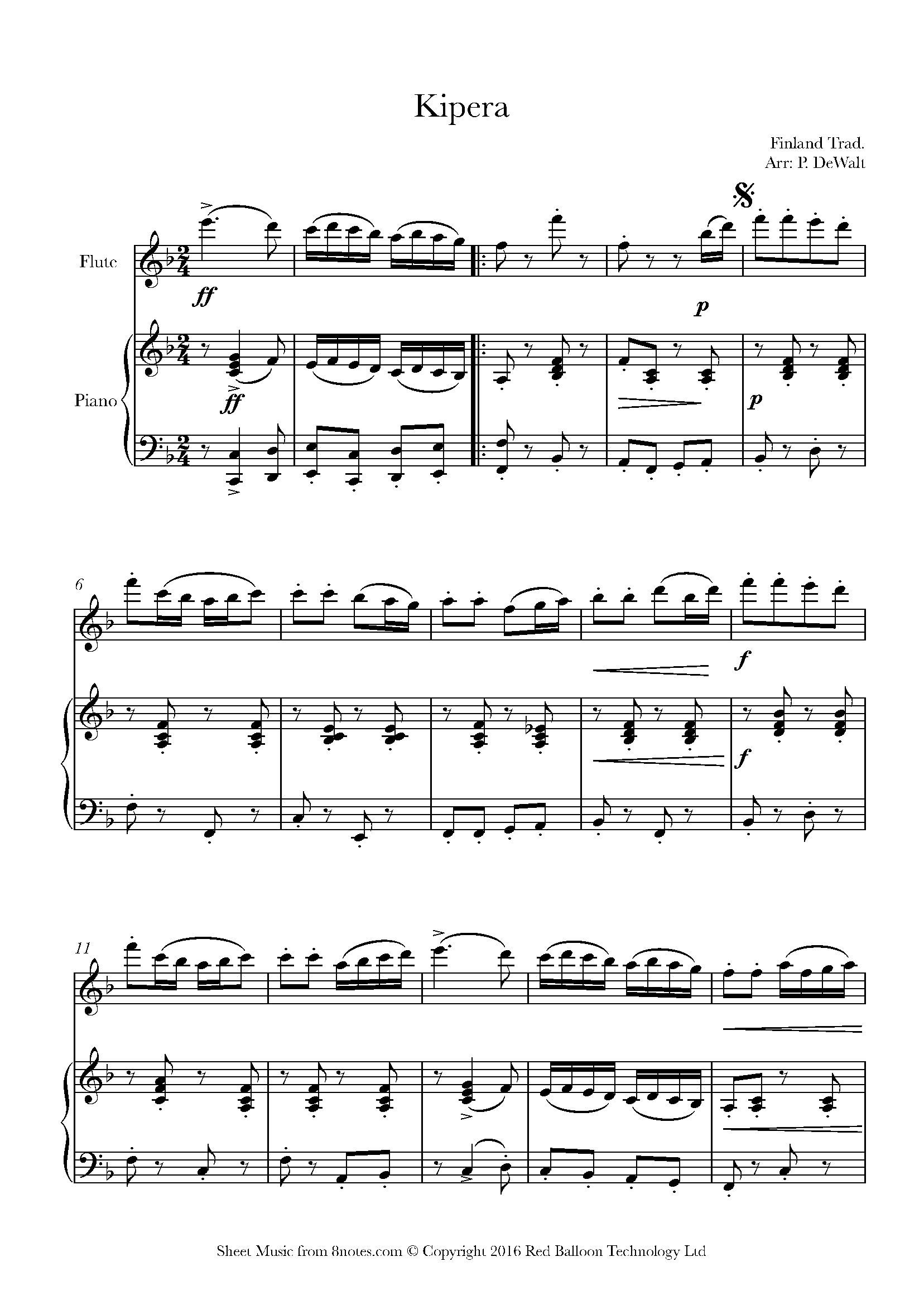 Kipera Sheet music for Flute - 8notes.com