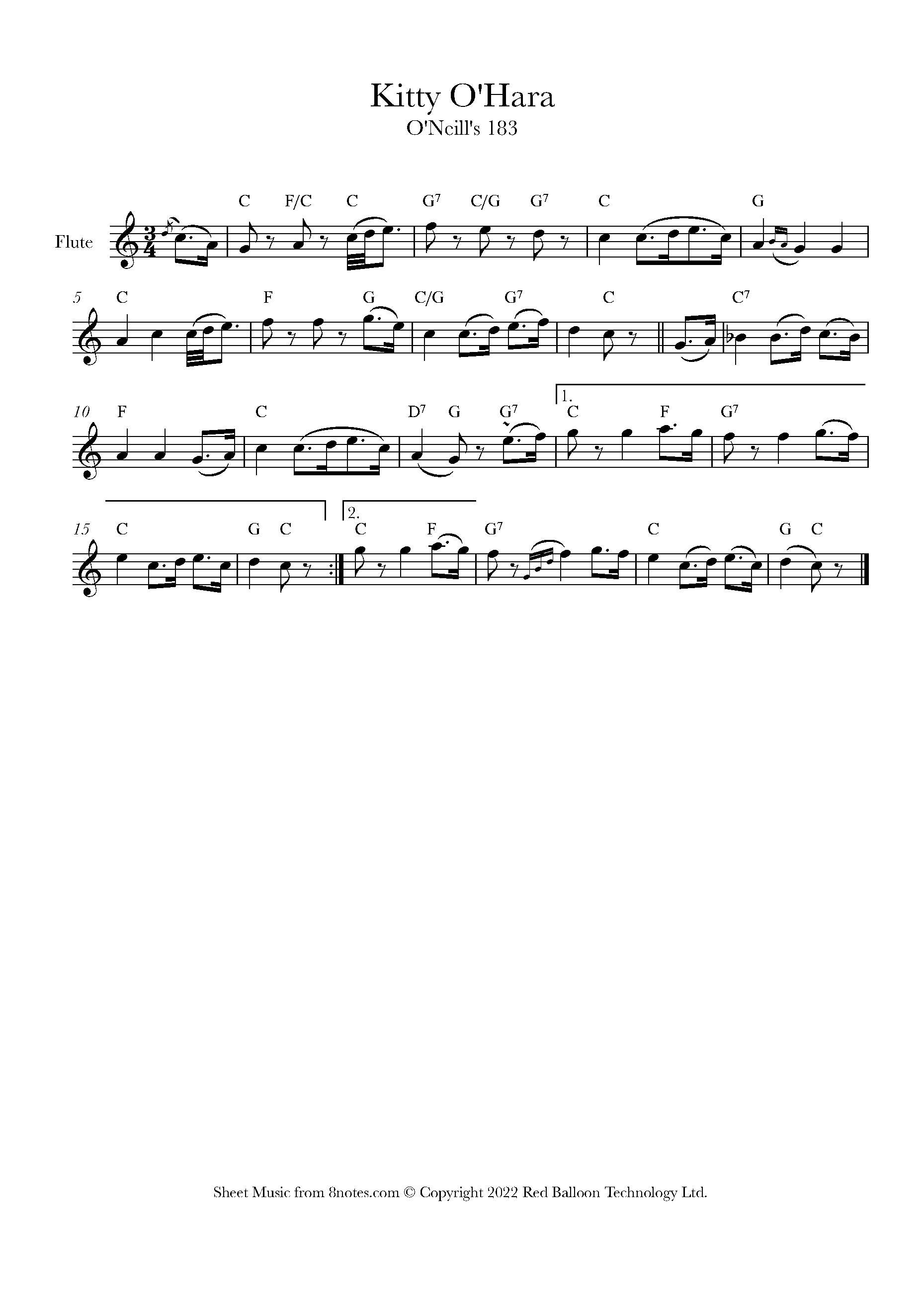 Kitty O'Hara (Irish Trad.) Sheet music for Flute - 8notes.com