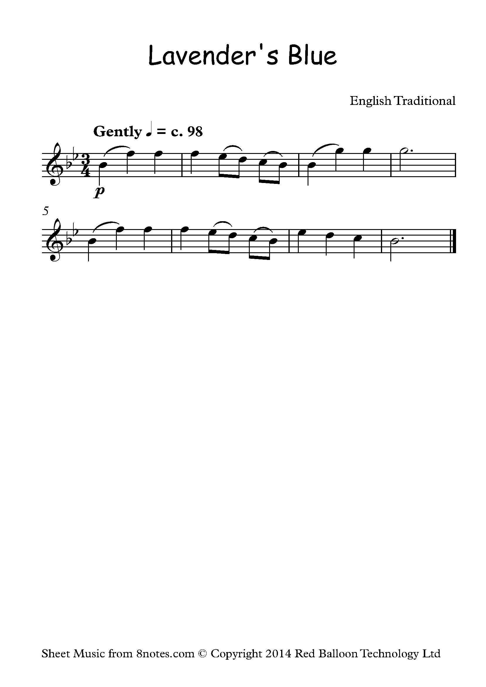 Lavender's Blue Sheet music for Flute - 8notes.com