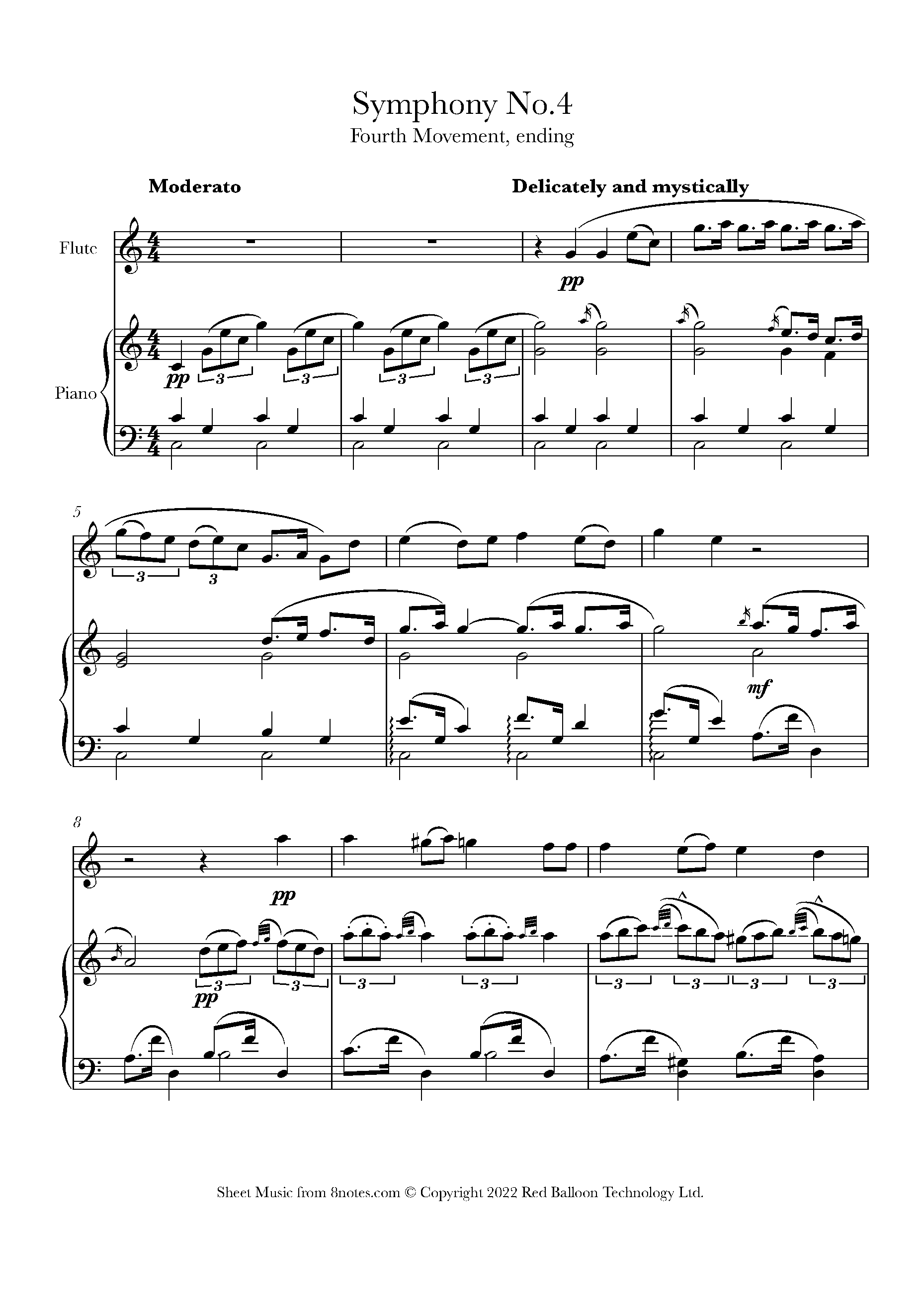 Mahler - Symphony No.4, Fourth Movement Sheet music for Flute - 8notes.com