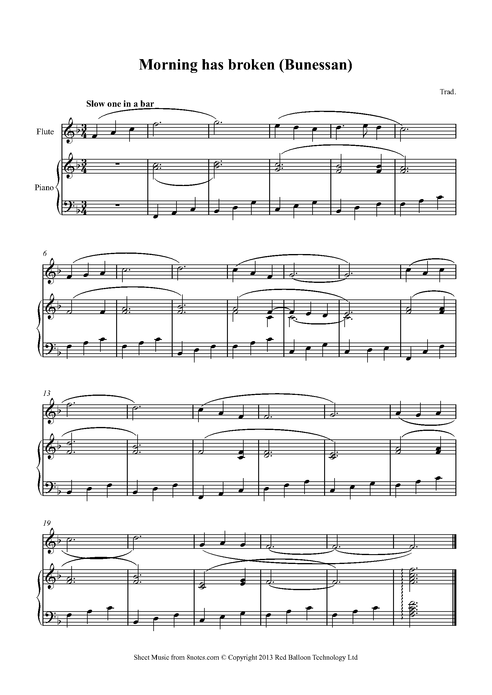 Morning has Broken (Bunessan) Sheet music for Flute - 8notes.com