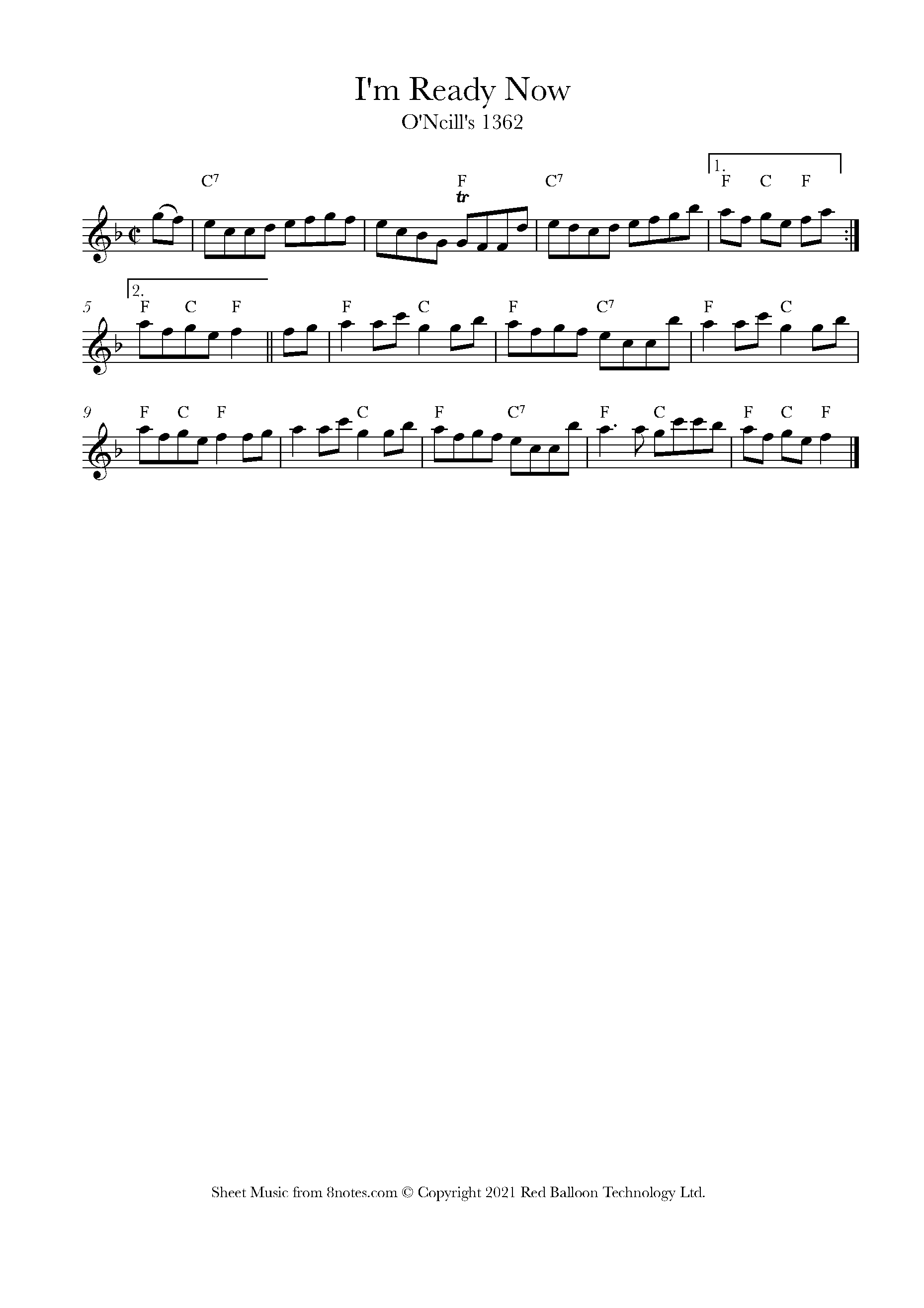I'm Ready Now (Irish Trad.) Sheet music for Flute - 8notes.com