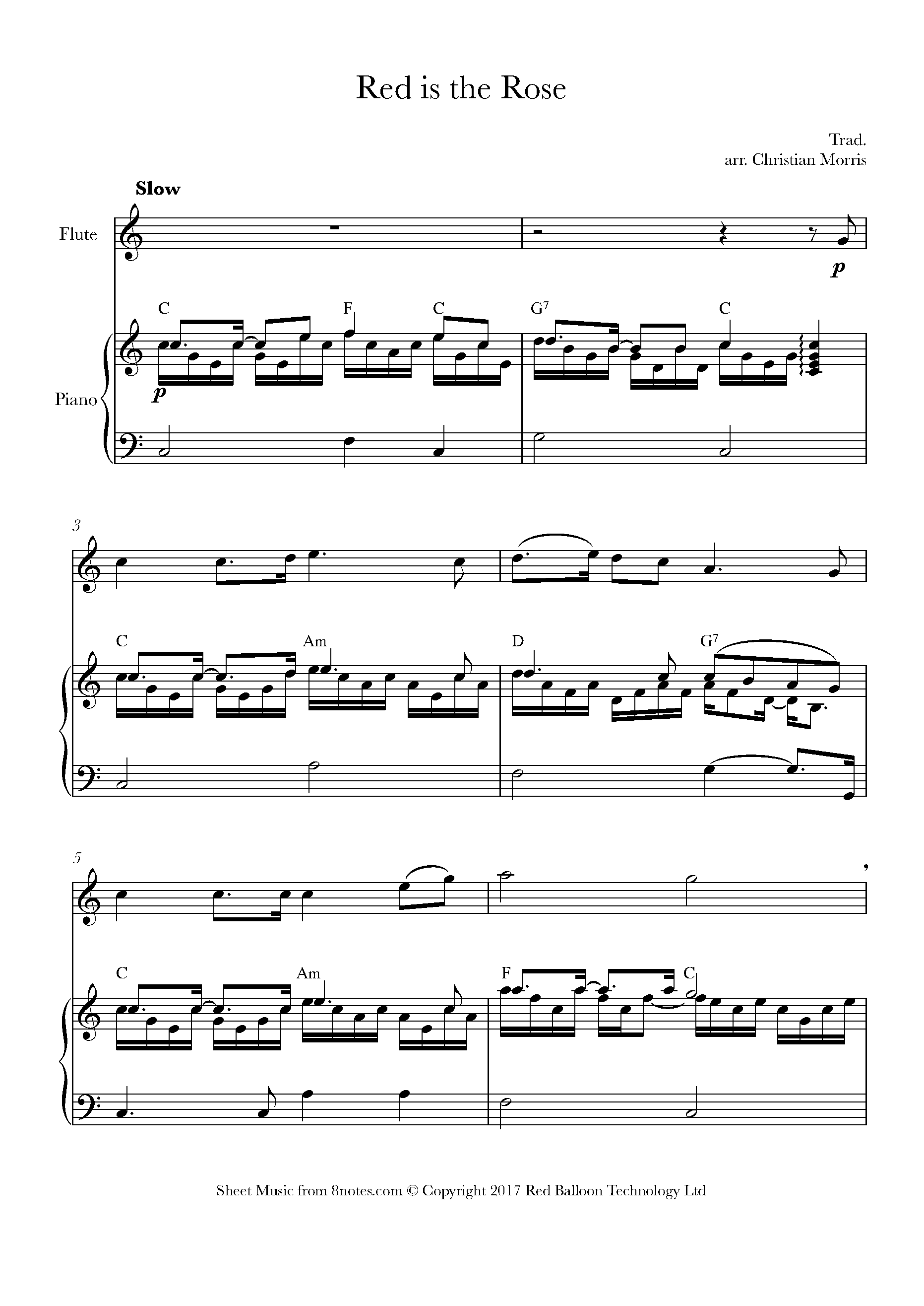 Red is the Rose (Irish Trad.) Sheet music for Flute - 8notes.com