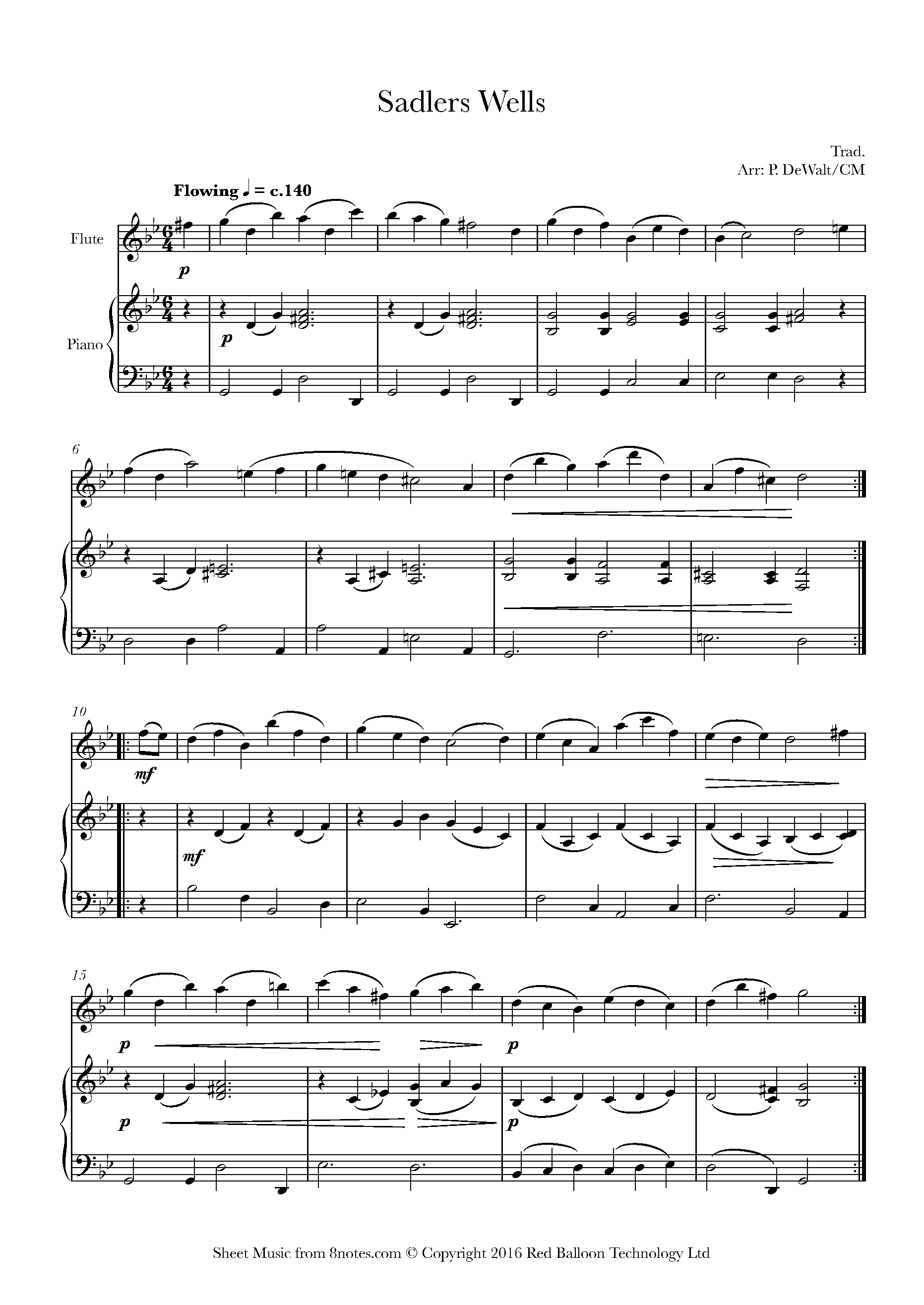Sadlers Wells Sheet music for Flute - 8notes.com