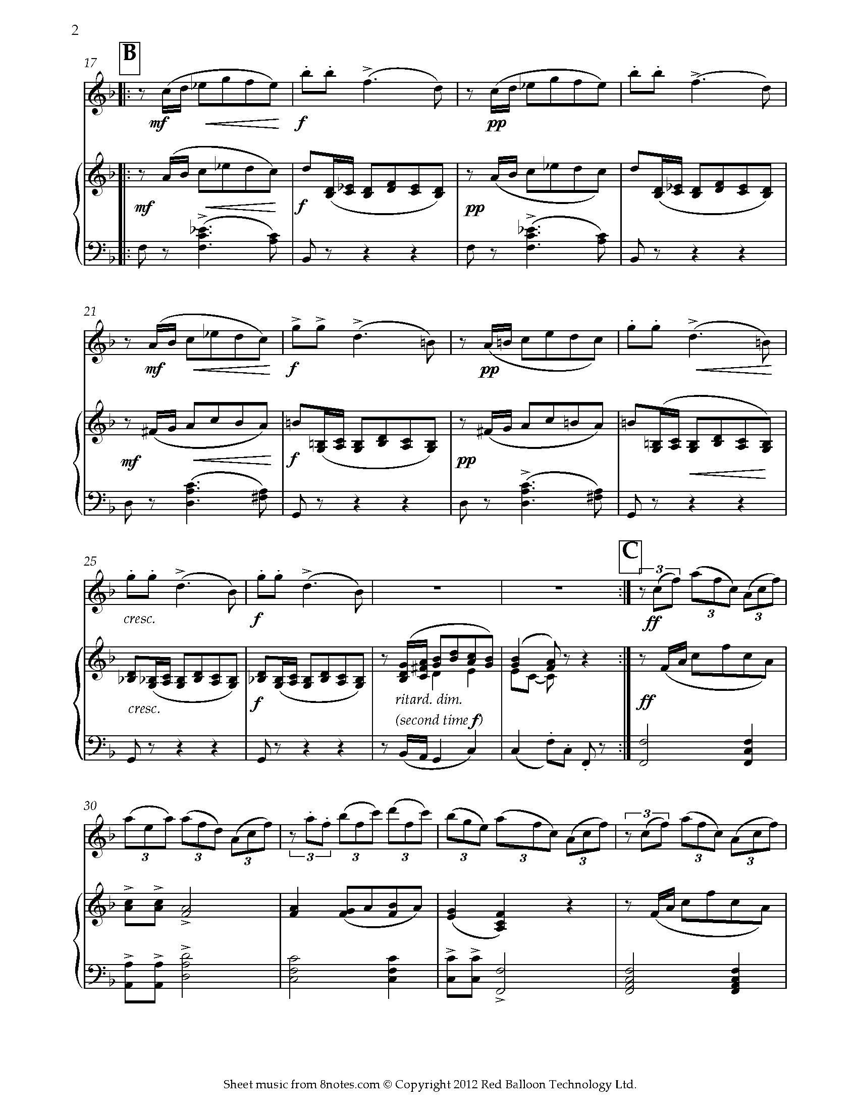 Dvořák - Slavonic Dance No. 3 Sheet music for Flute - 8notes.com