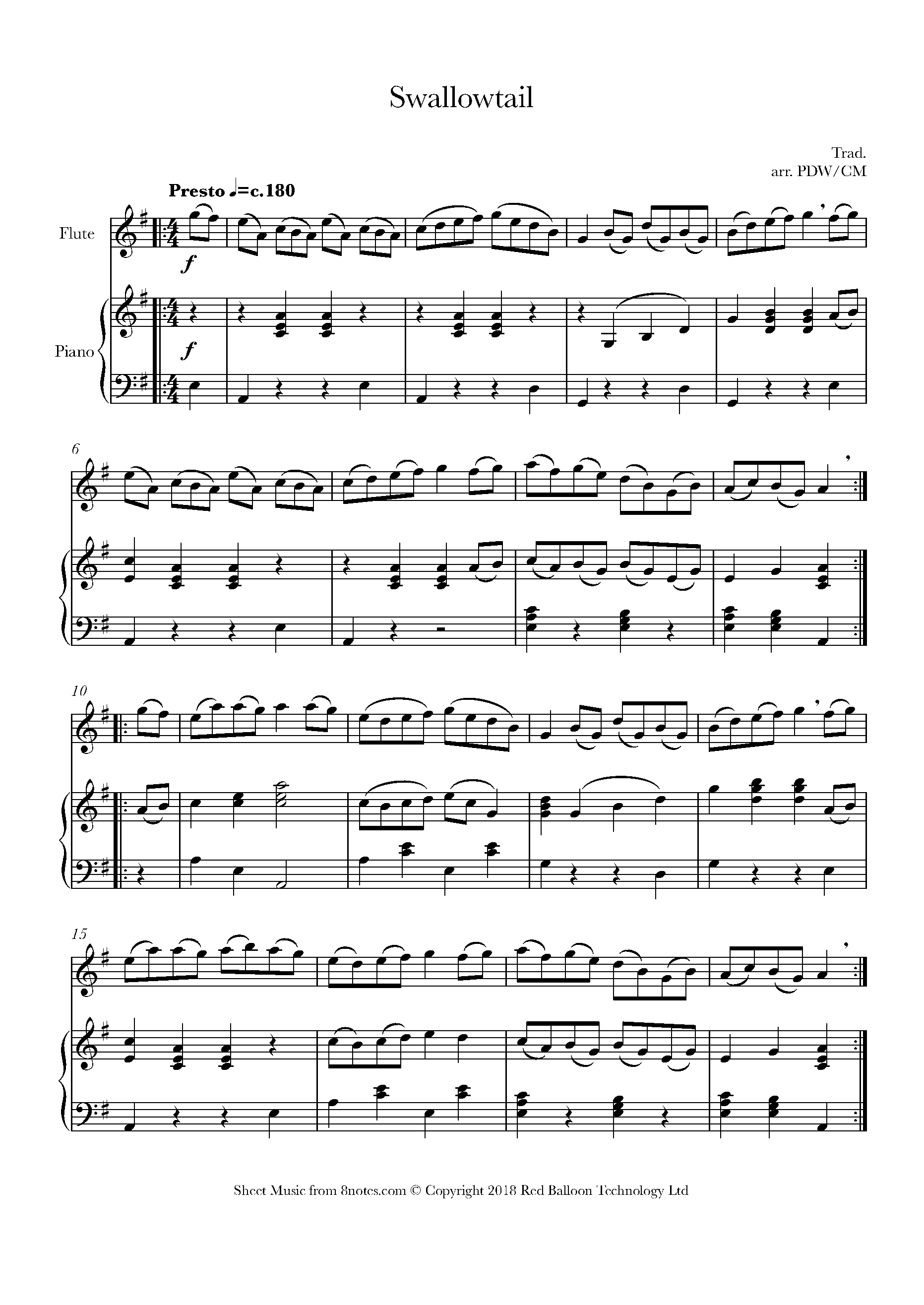 Swallowtail Sheet music for Flute - 8notes.com