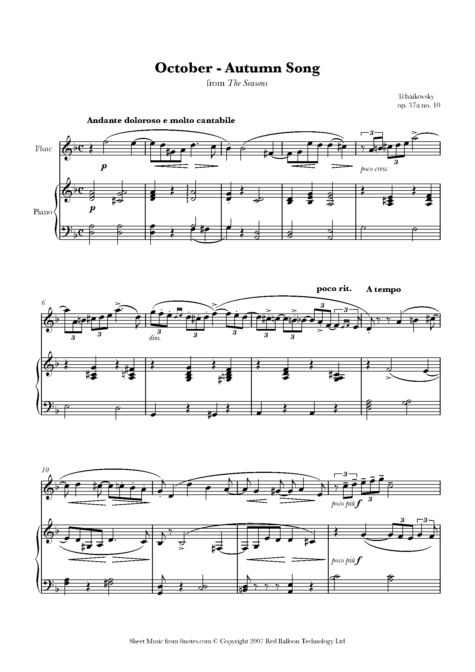 Tchaikovsky - October - Autumn Song from The Seasons op. 37a no. 10 ...