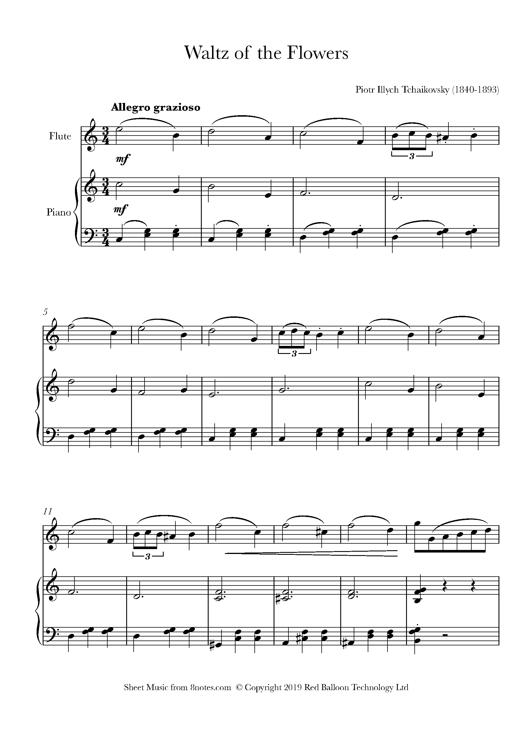 Tchaikovsky - Dance of the Flowers from the Nutcracker Sheet music for ...