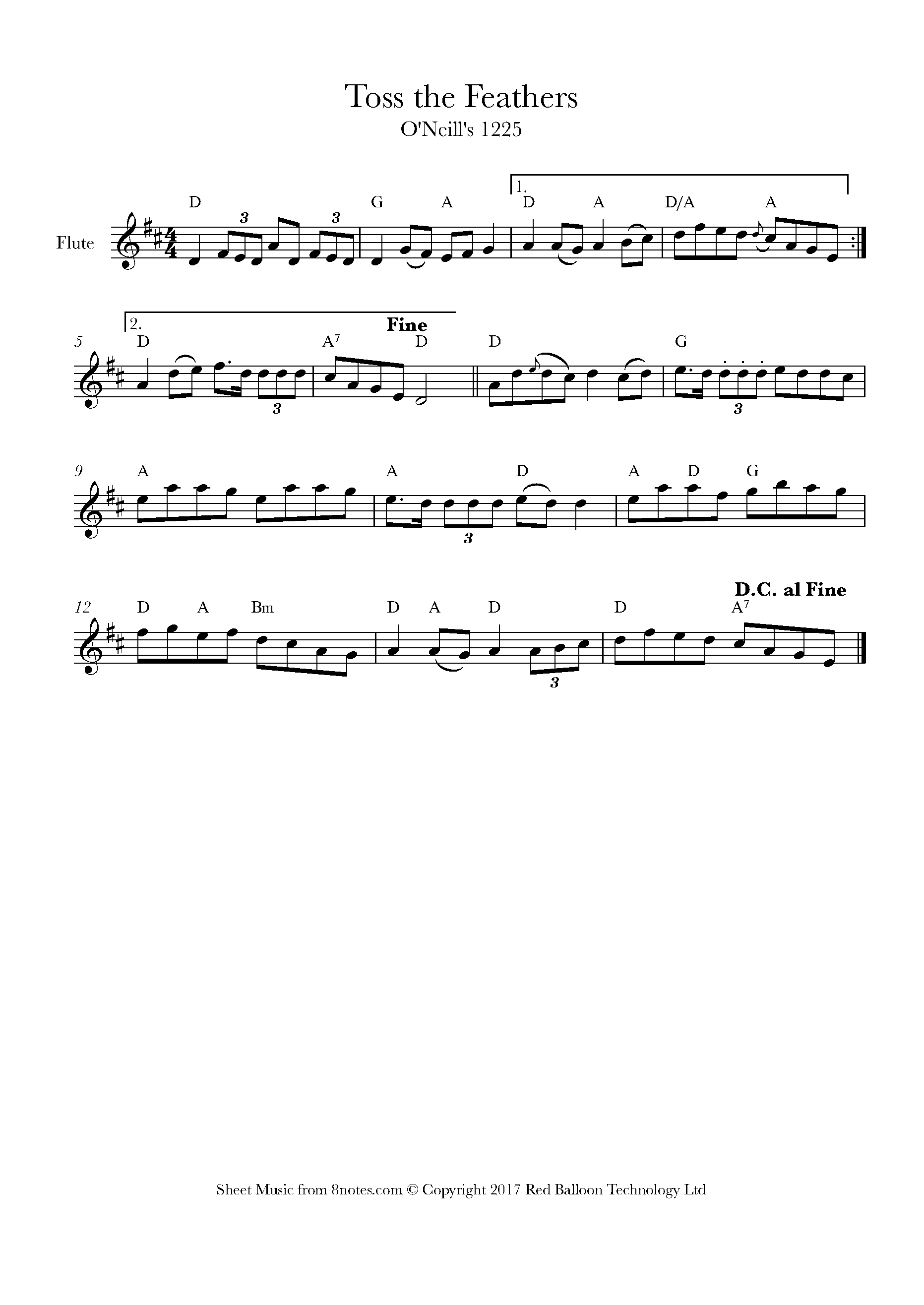 Toss the Feathers- Irish Trad O Neills 1225 Sheet music for Flute ...
