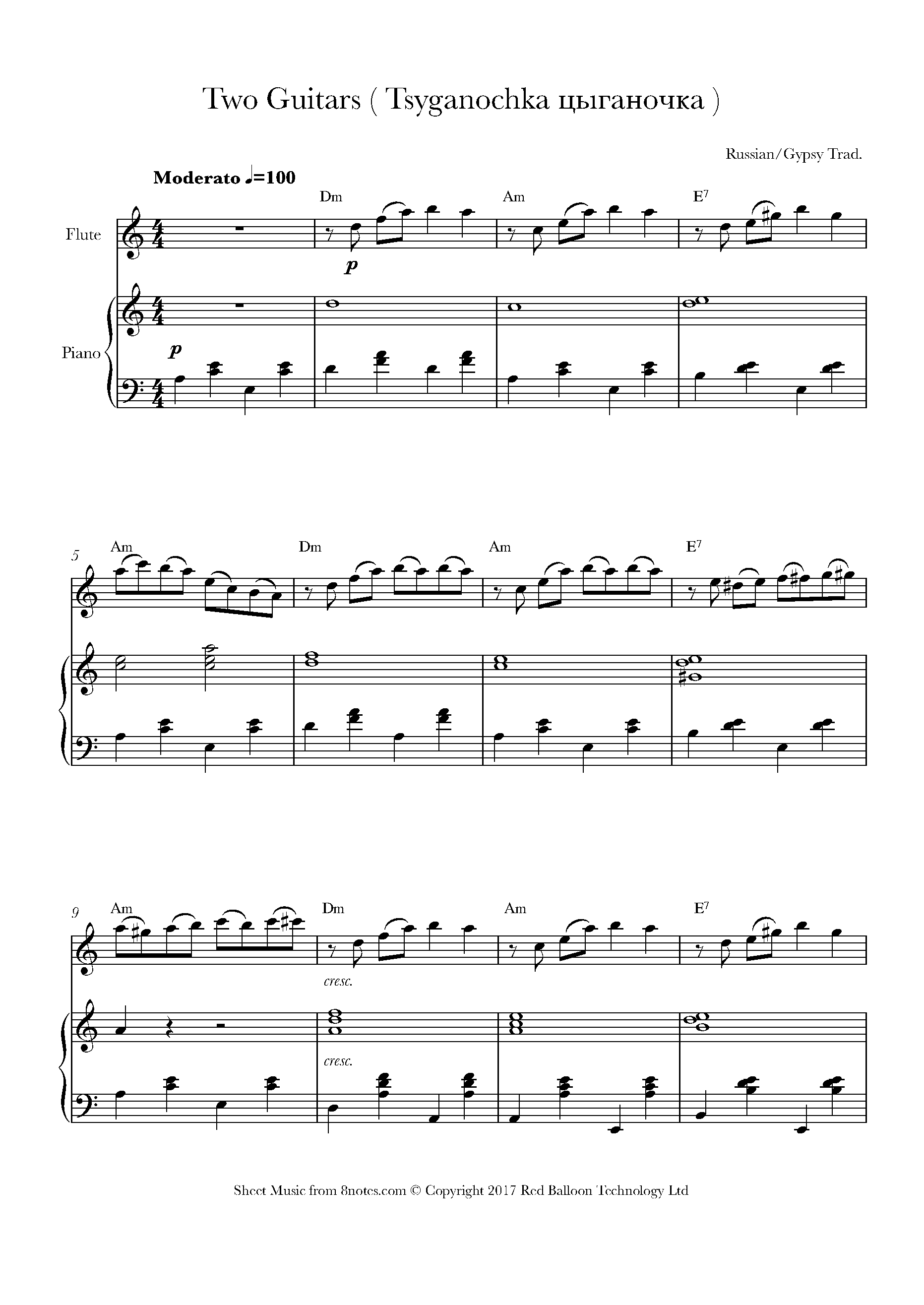 Two Guitars ( Tsyganochka цыганочка ) Sheet music for Flute - 8notes.com