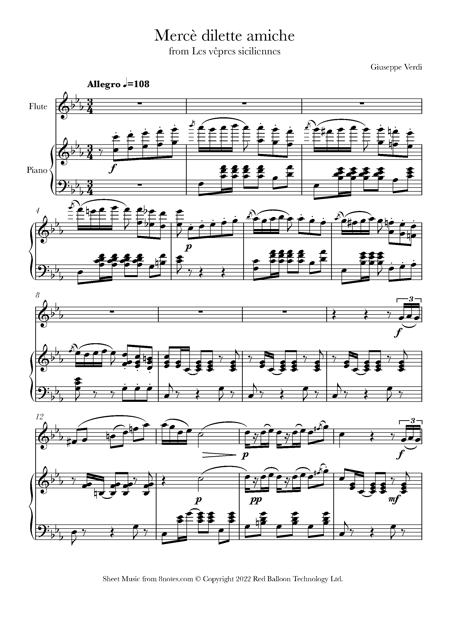 Verdi - Merce Dilette Amiche from Les Vepres Siciliennes Sheet music ...