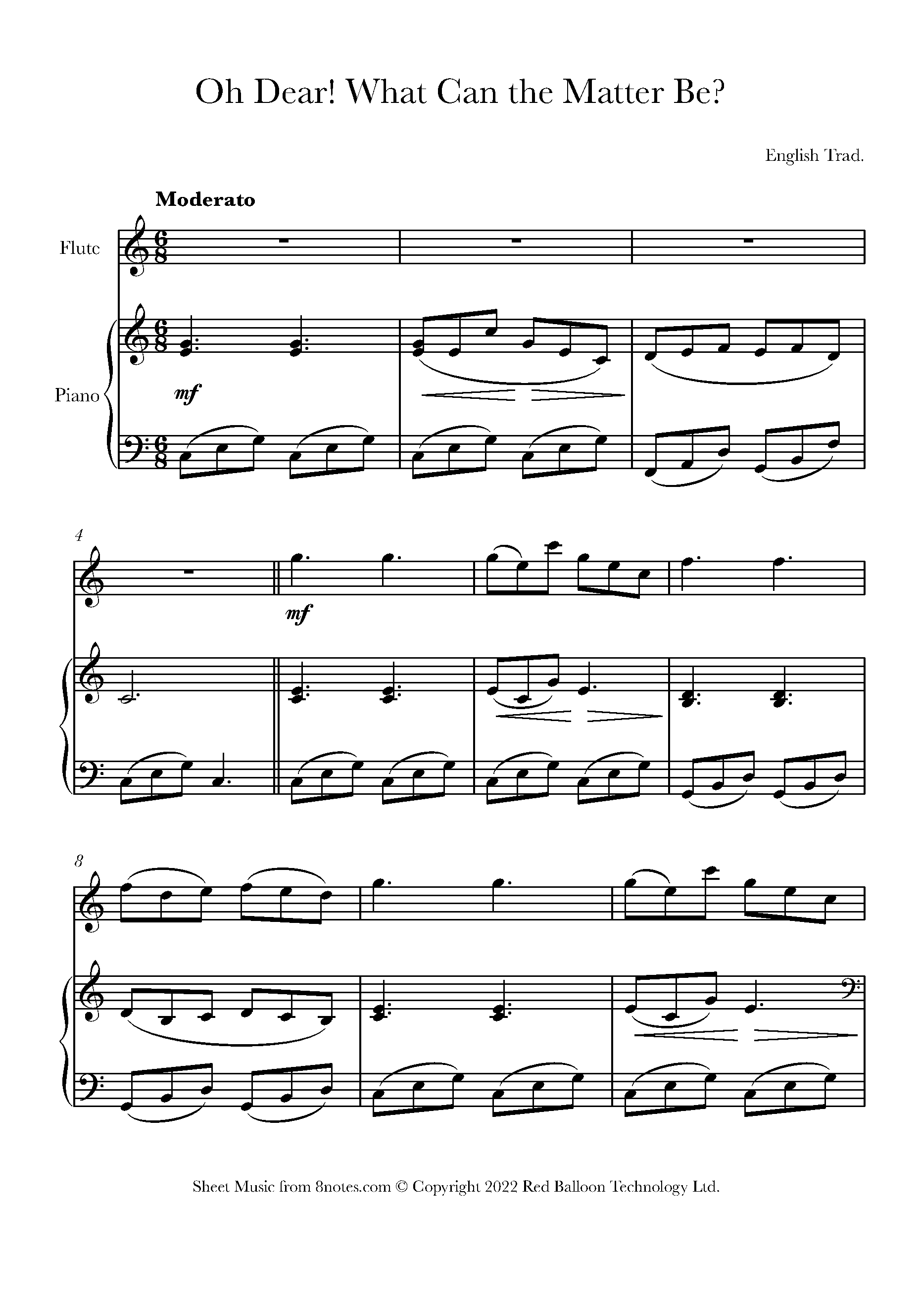 Oh, Dear, What Can the Matter Be? Sheet music for Flute - 8notes.com