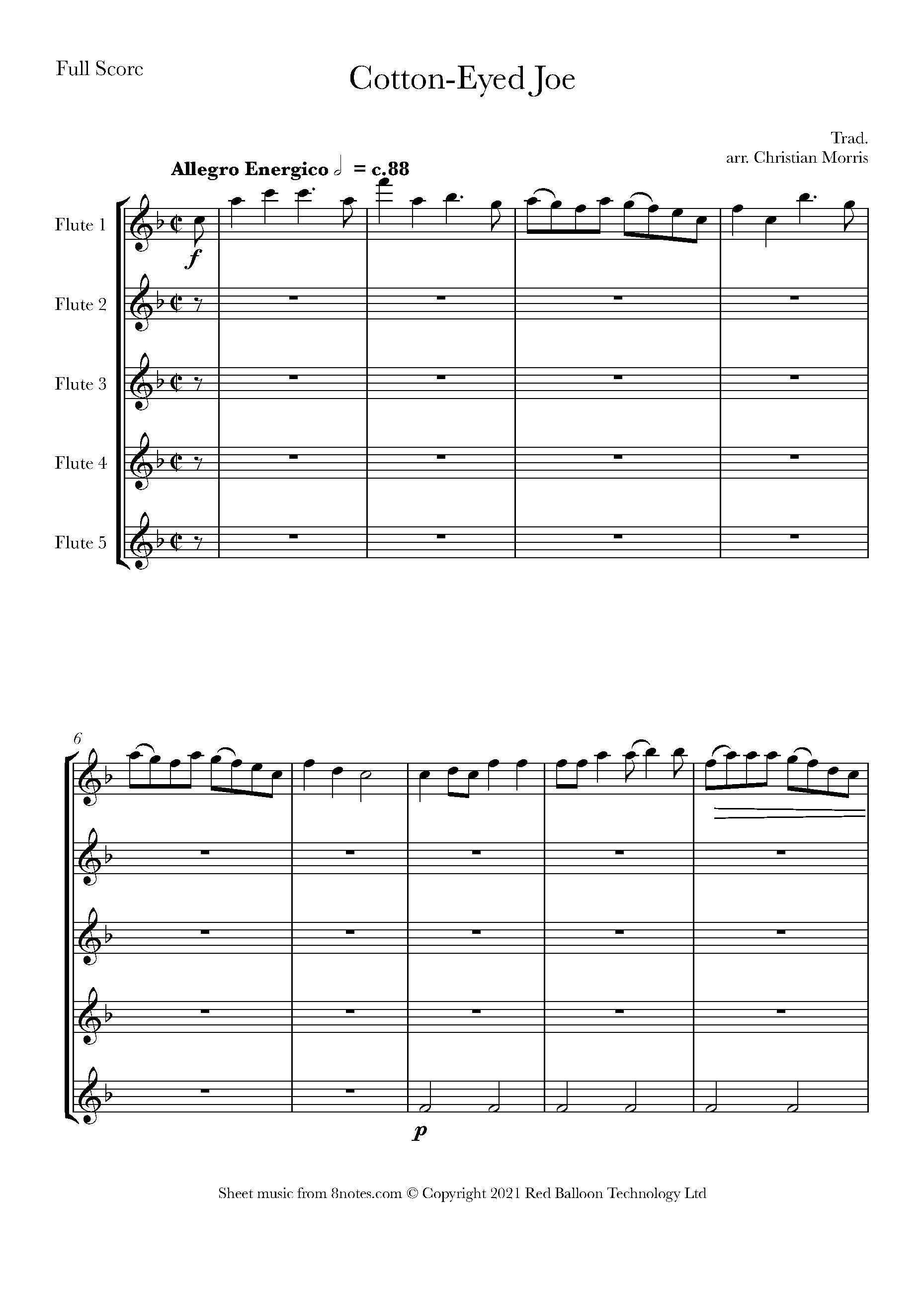 Cotton-Eyed Joe Sheet music for Flute Choir - 8notes.com