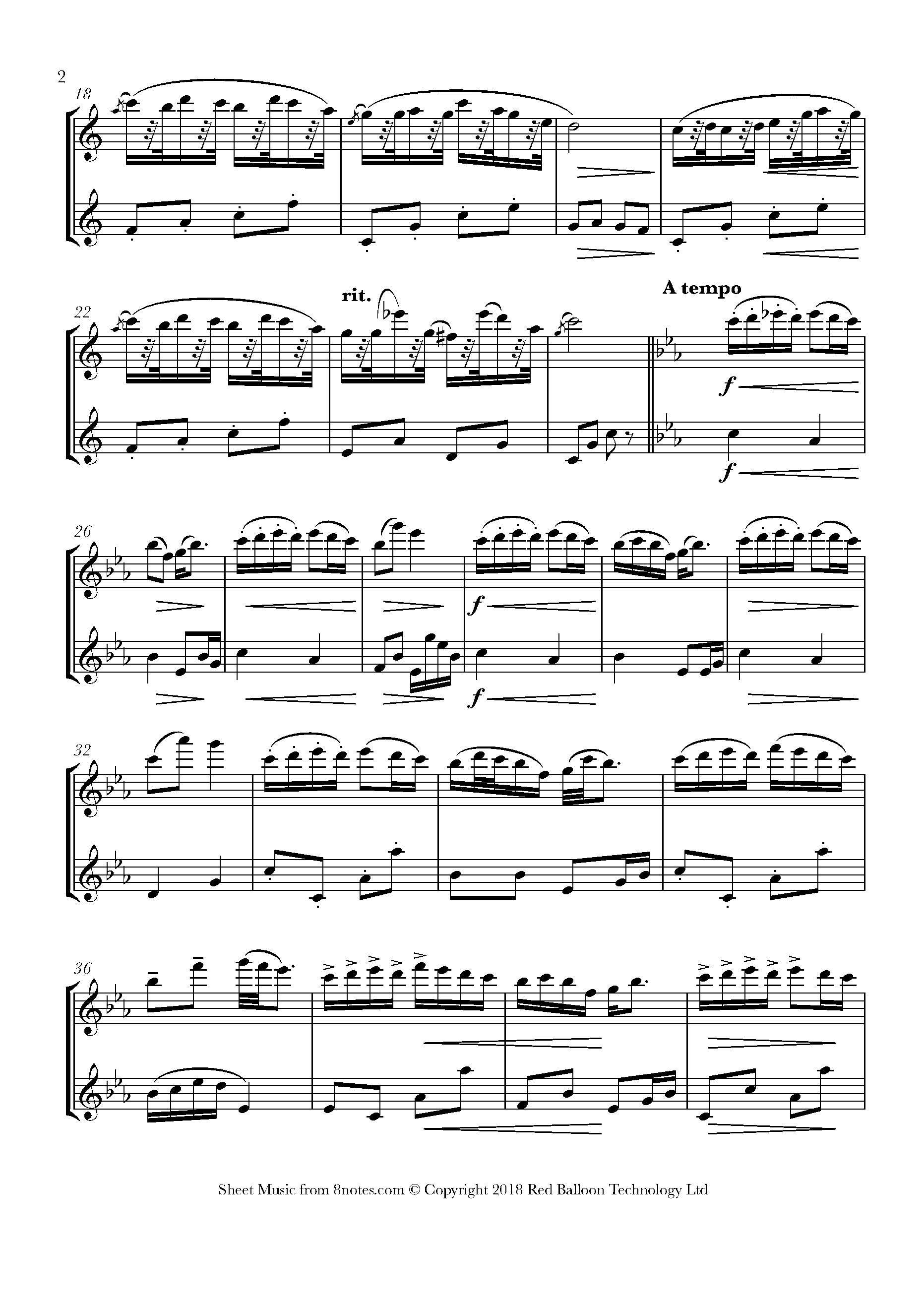 Dvořák - Humoresque Op. 101, No. 7 Sheet music for Flute Duet - 8notes.com
