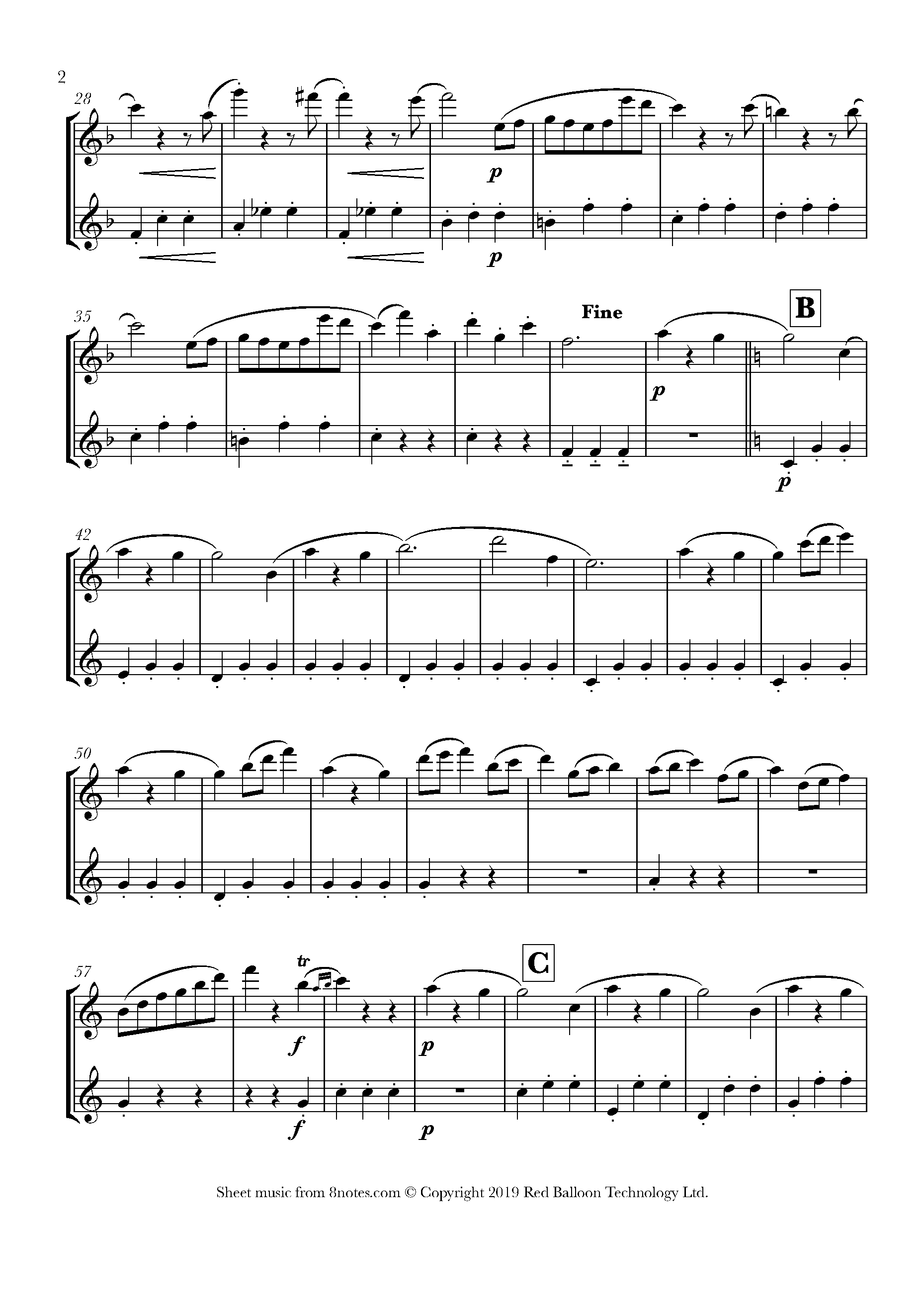 Strauss II - Voices of Spring Waltz Sheet music for Flute Duet - 8notes.com